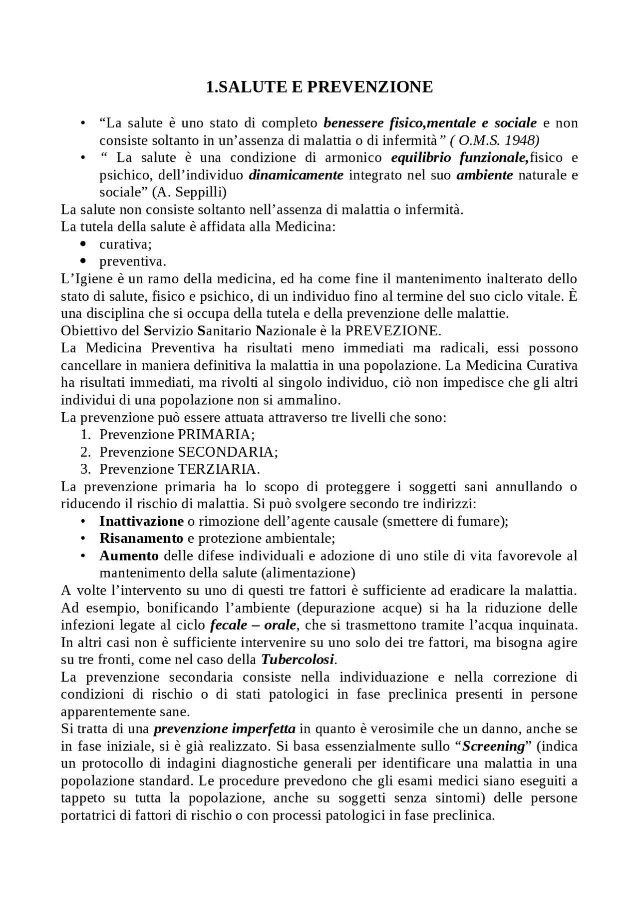 Sintesi Delle Slide E Integrazione Del Corso Di Igiene Docsity