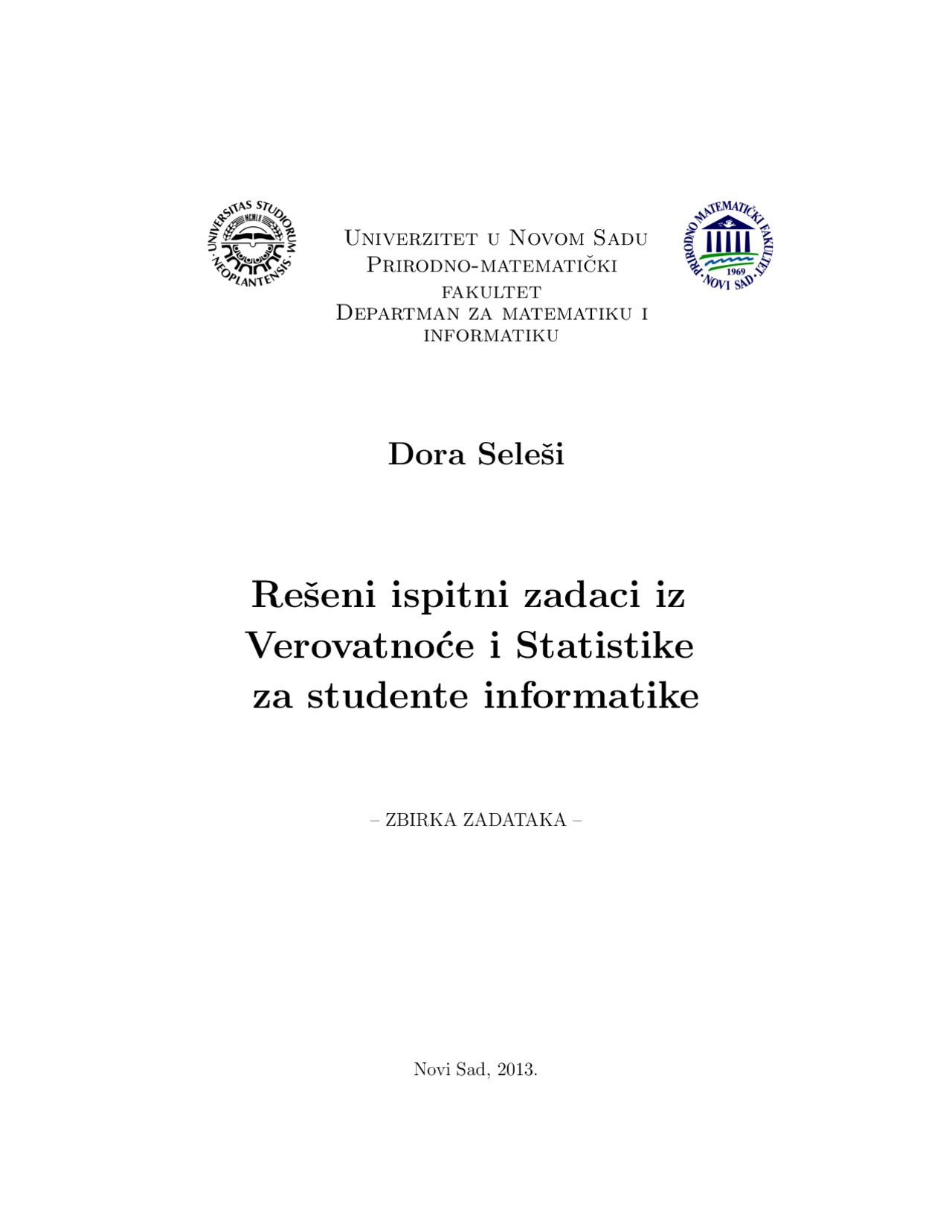 Rešeni ispitni zadaci iz Verovatnoće i Statistike za studente informatike | Ispiti' predlog ...