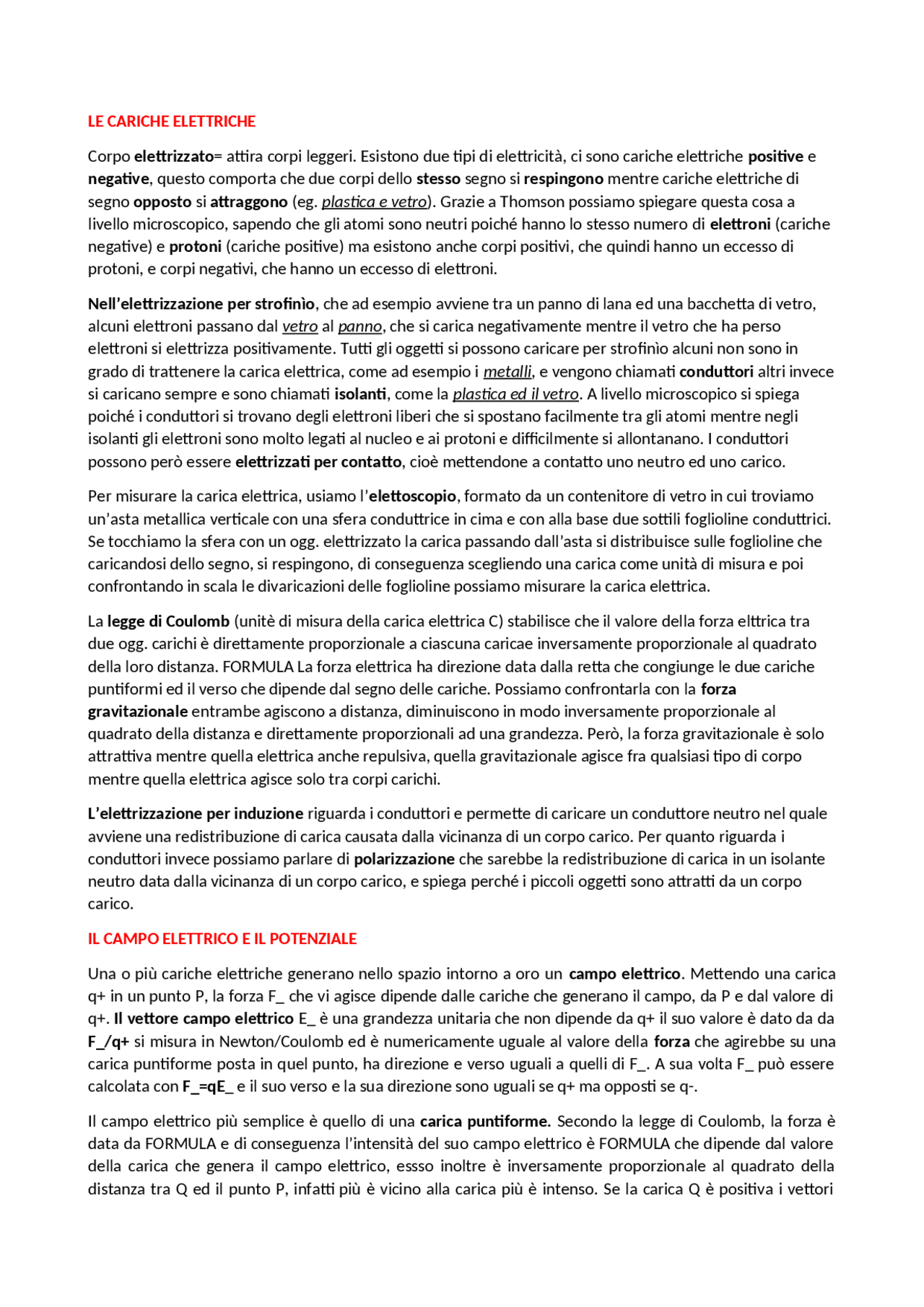 Fisica Quinto Liceo Riassunto Docsity