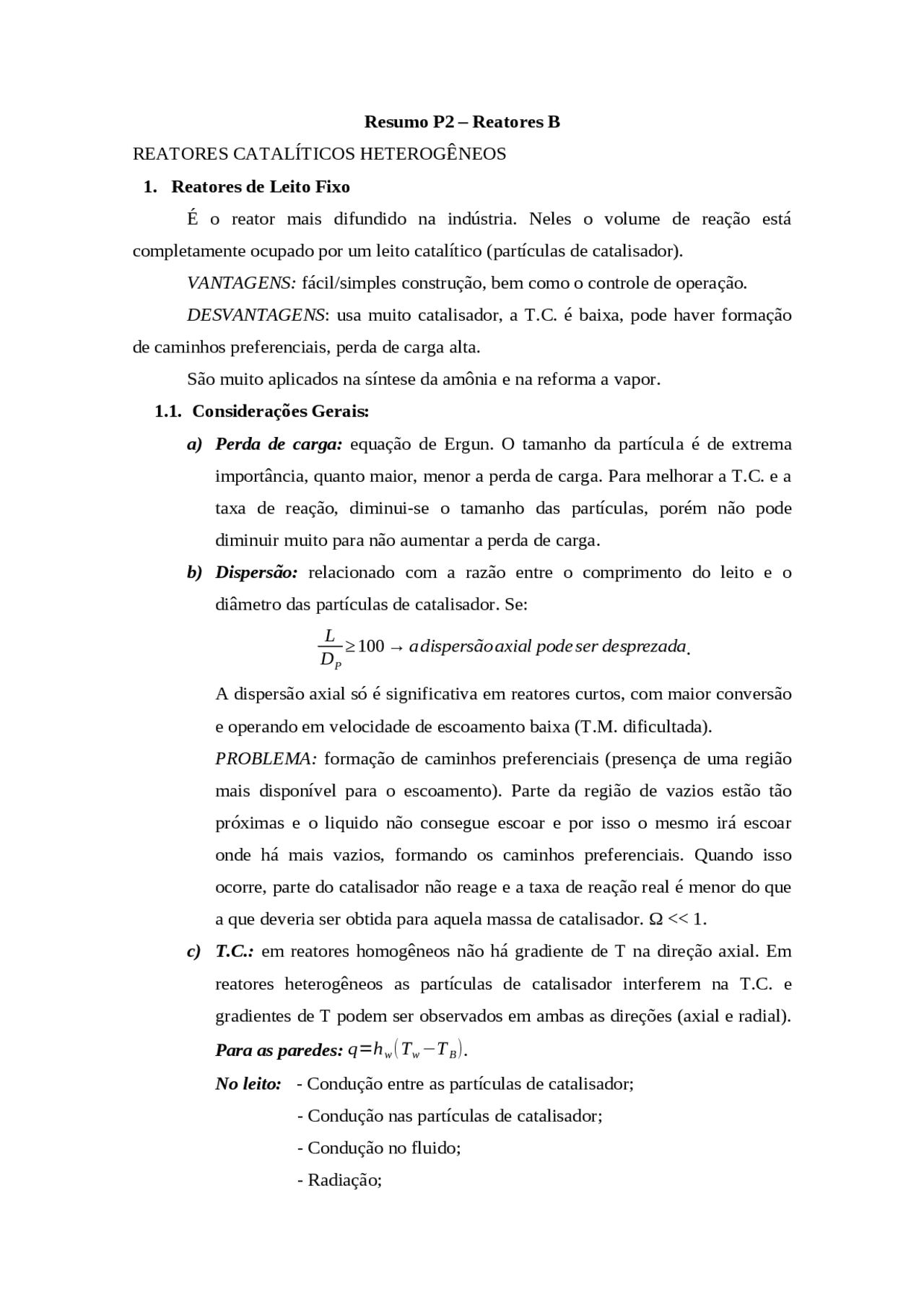 Calculo De Reatores B Docsity