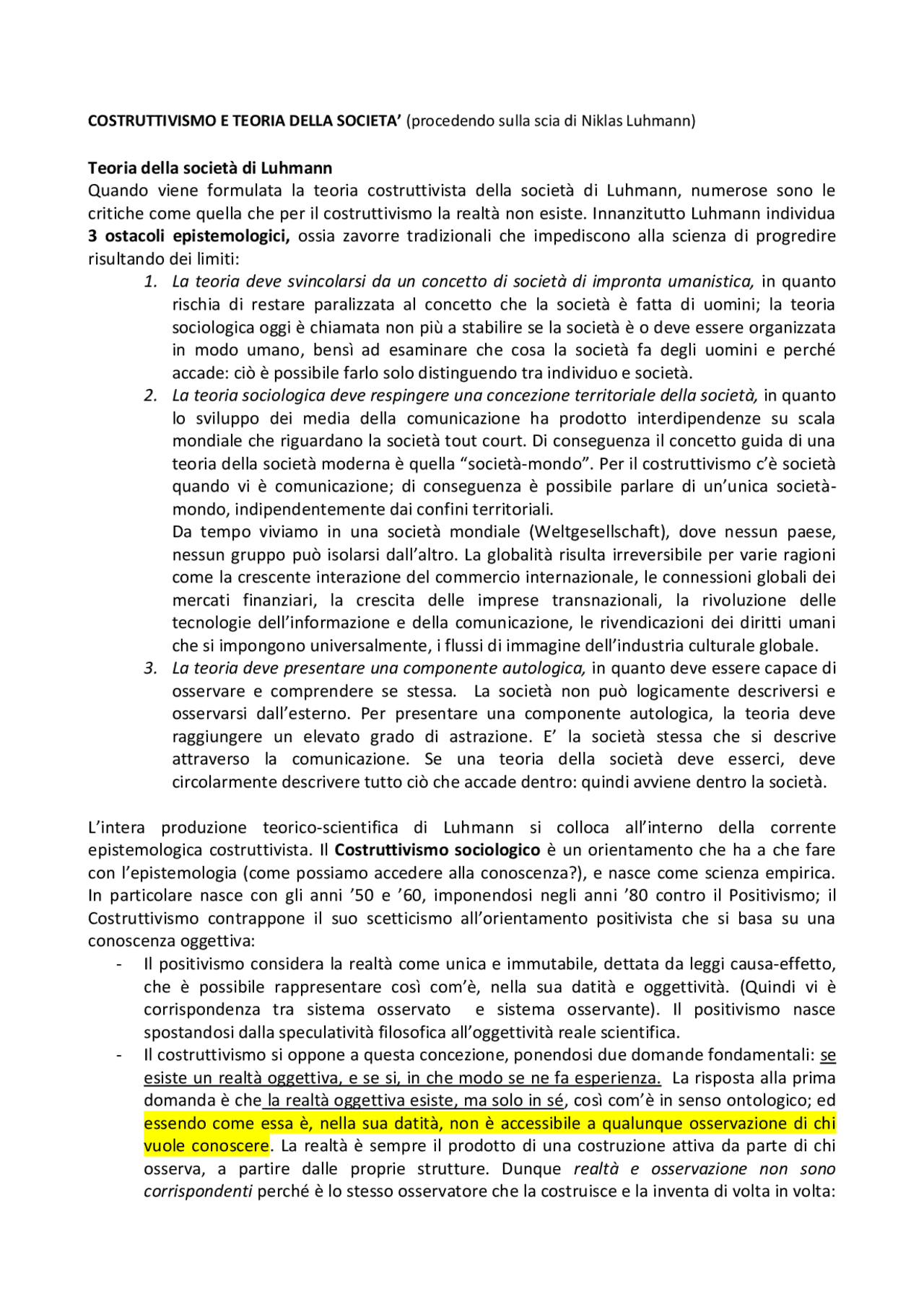 Costruttivismo E Teoria Della Società Docsity