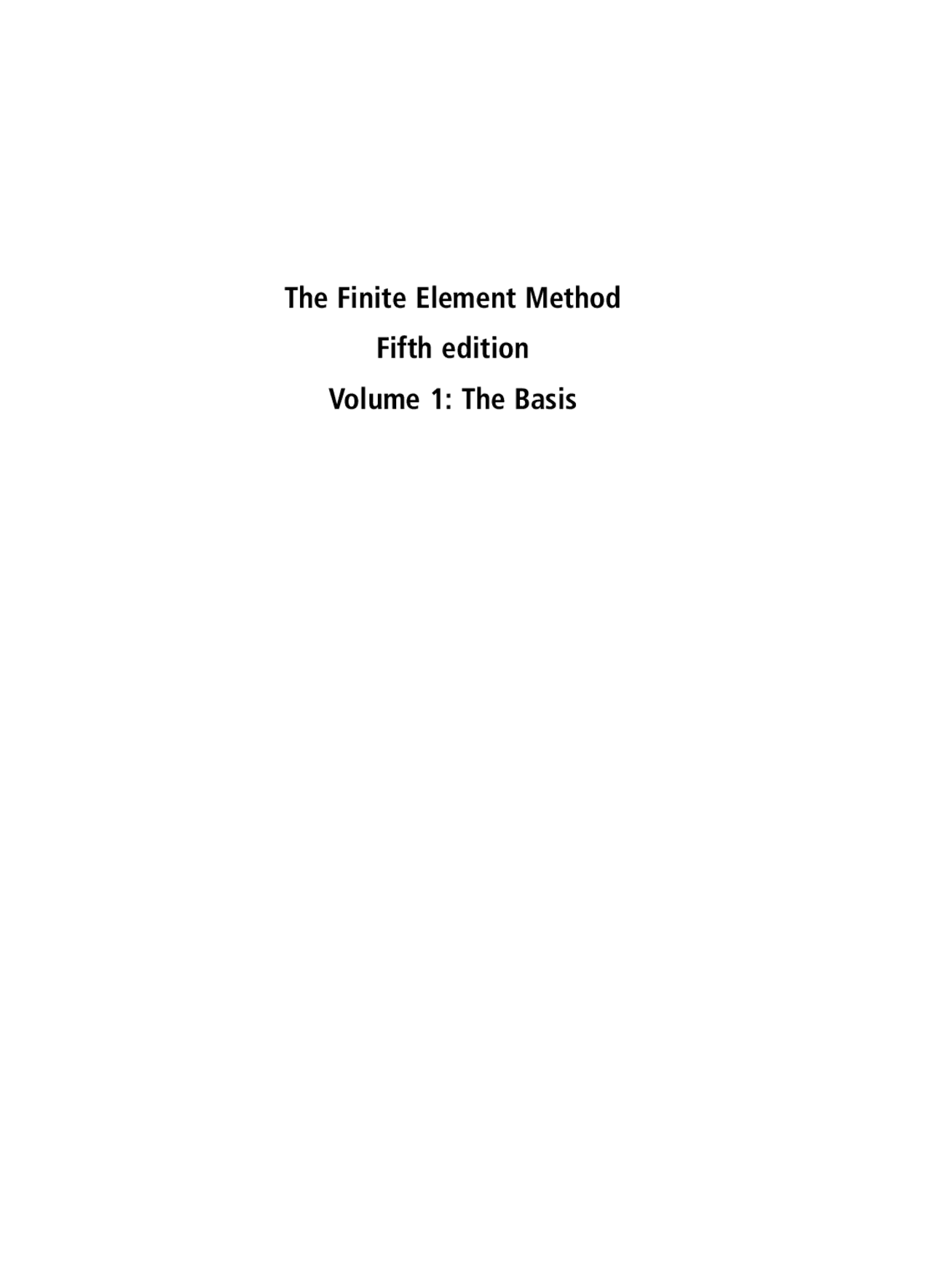 The Finite Element Method Vol1 Zienkiewicz And Taylor Docsity