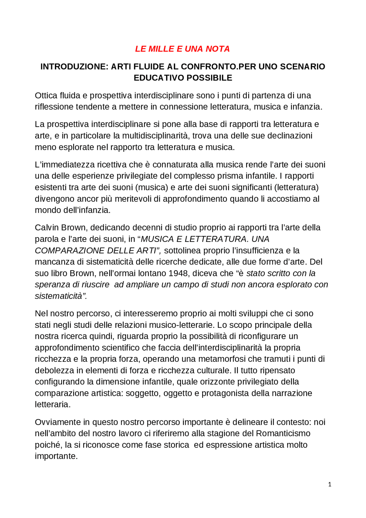 Le Mille E Una Nota Docsity