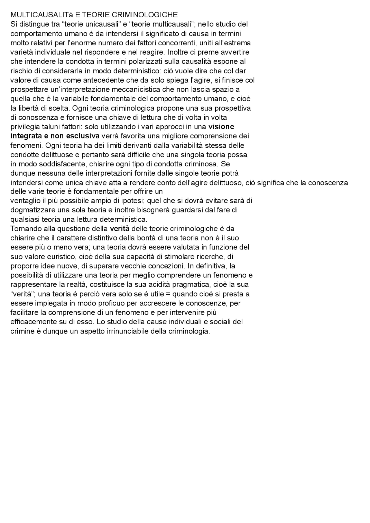 Teorie In Criminologia Docsity