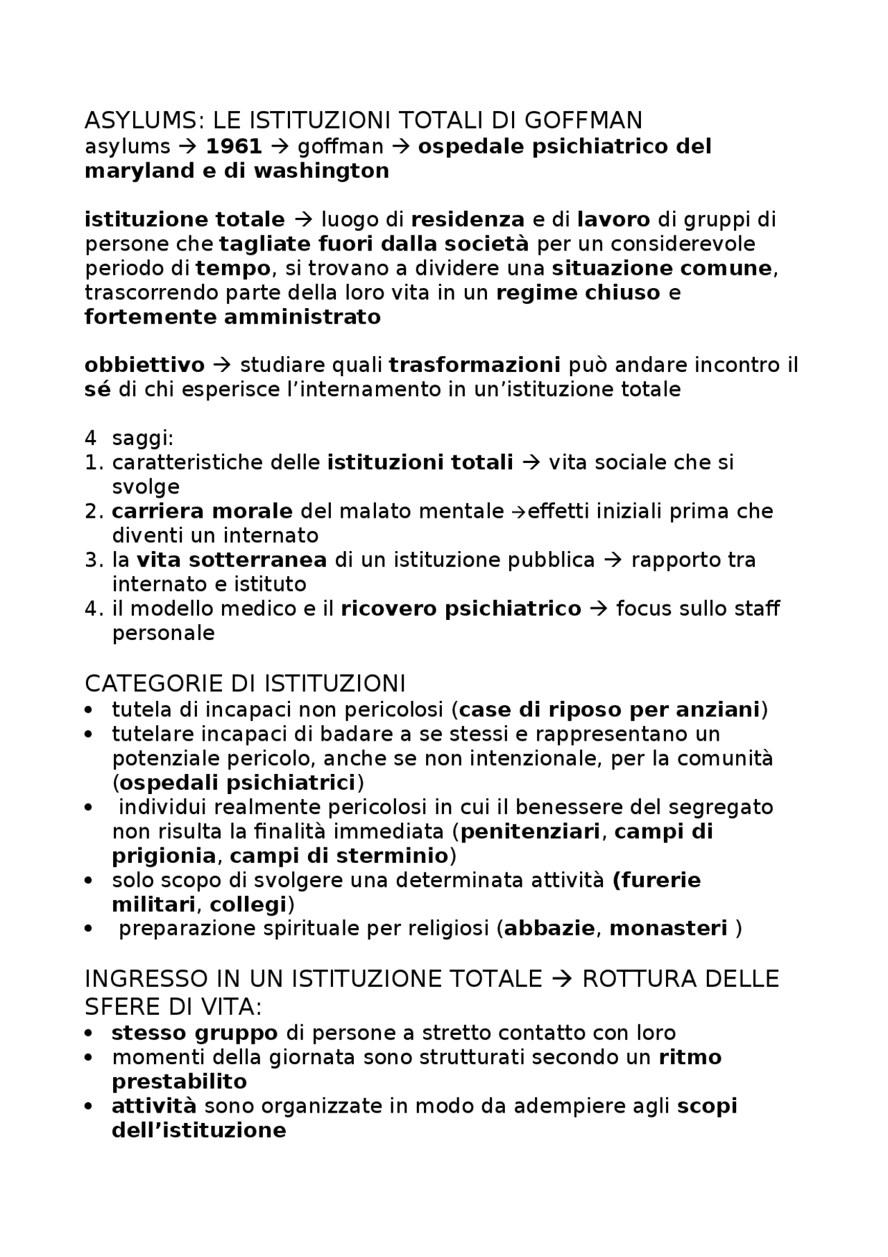 Asylums Le Istituzioni Totali Di Goffman Docsity