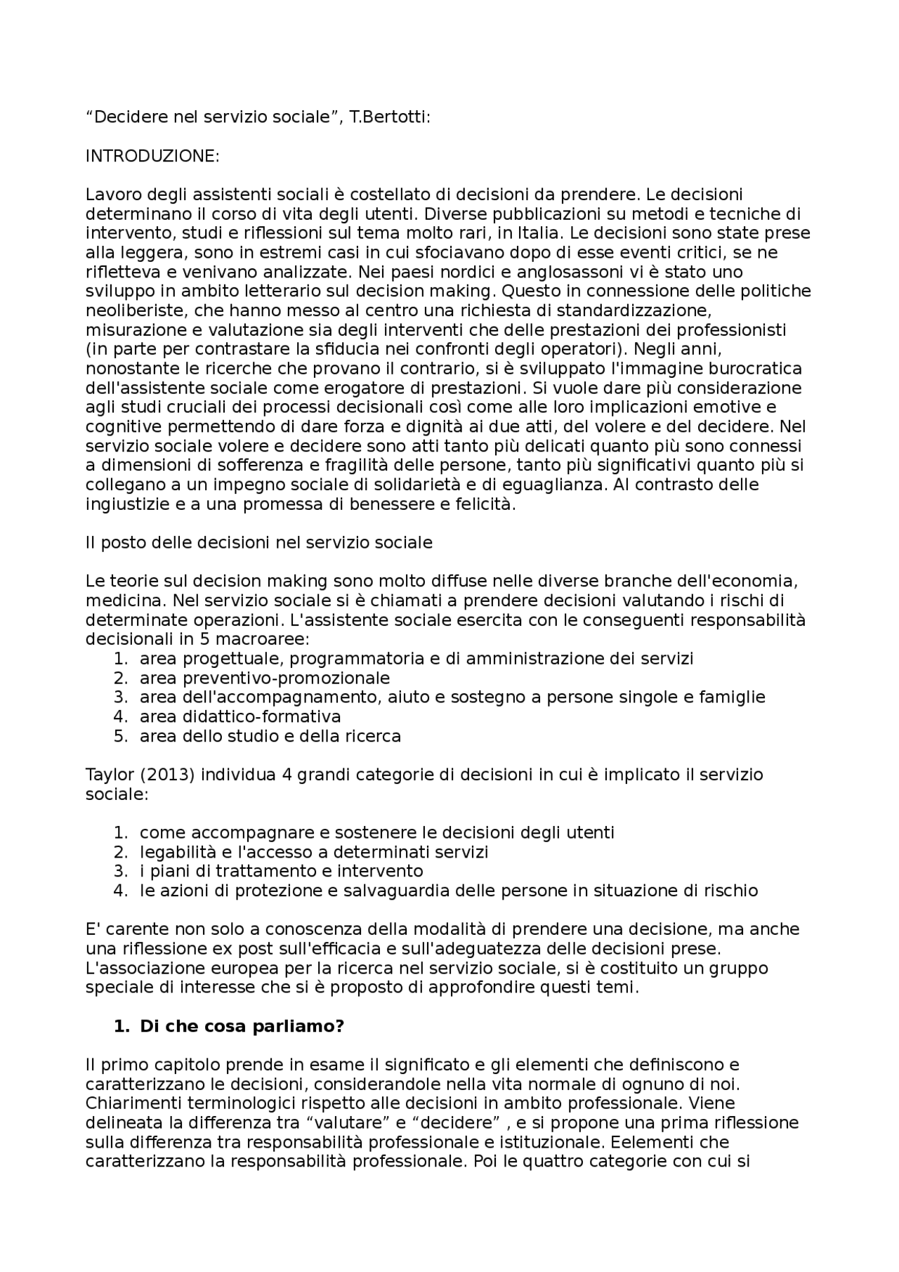 Decidere Nel Servizio Sociale Docsity