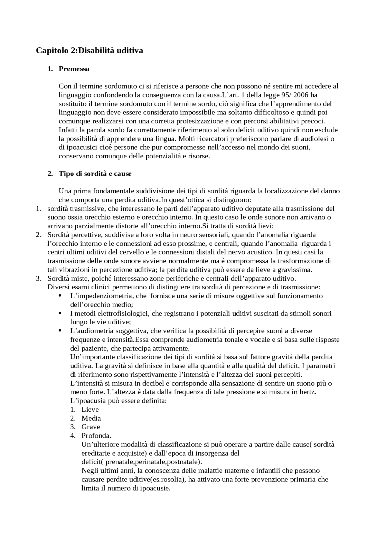 La Disabilità Uditiva Docsity