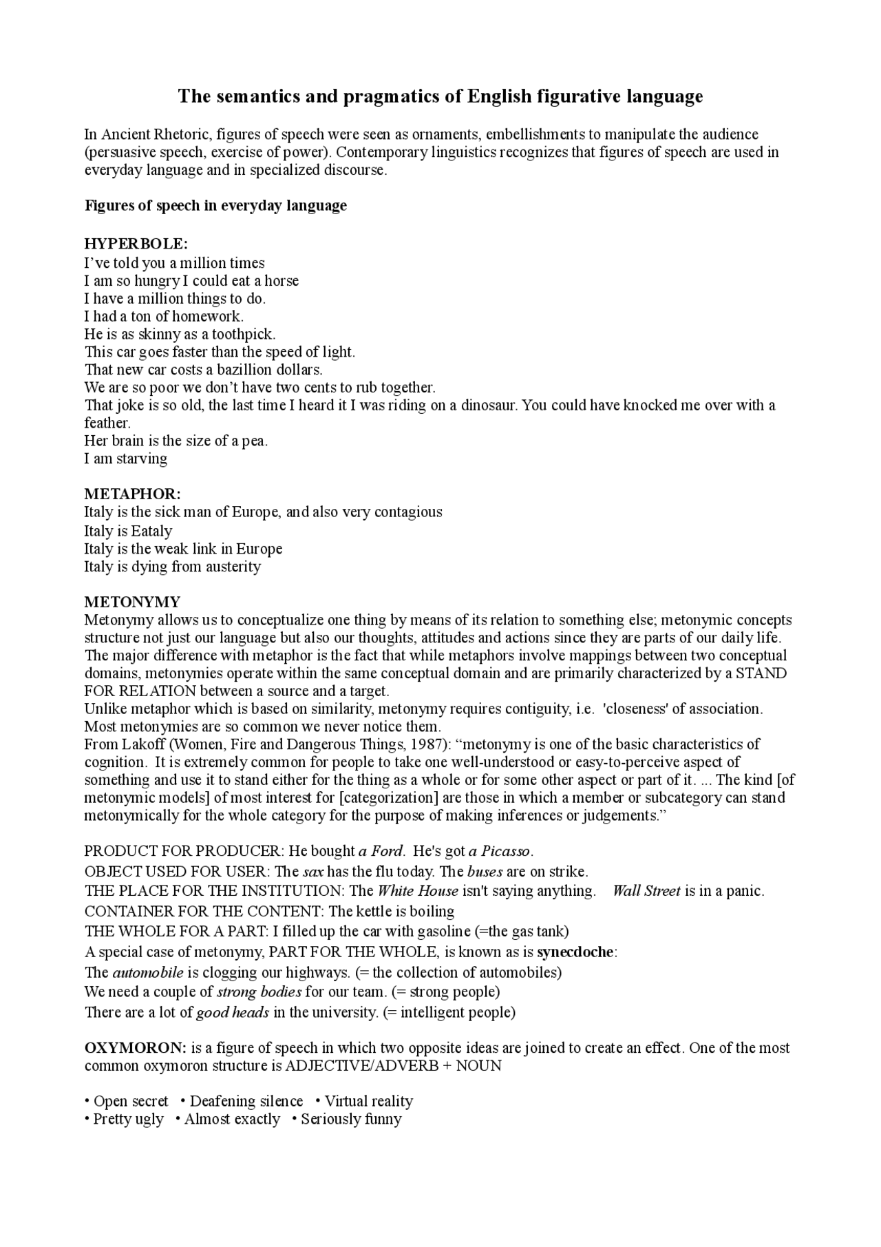 Semantics And Pragmatics Lingua Inglese Docsity