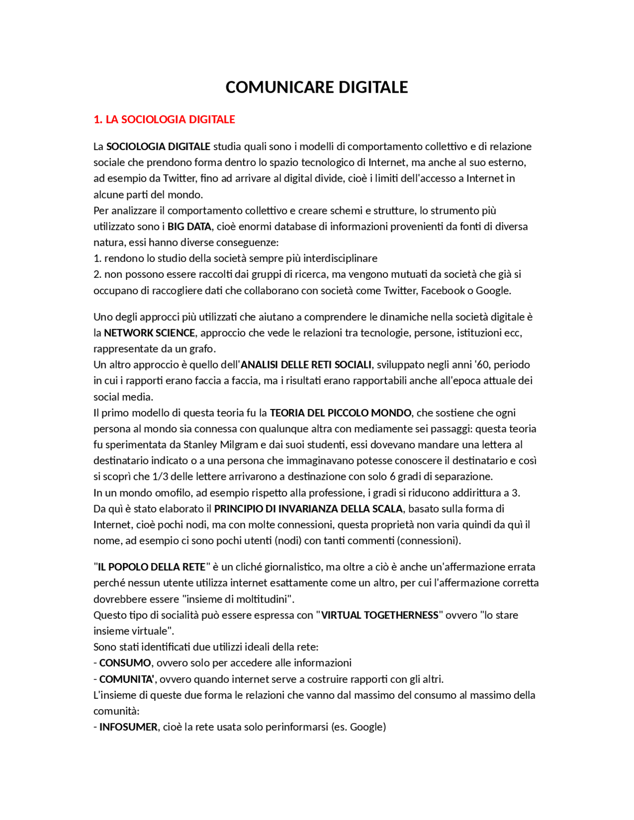 Riassunto Comunicare Digitale Docsity