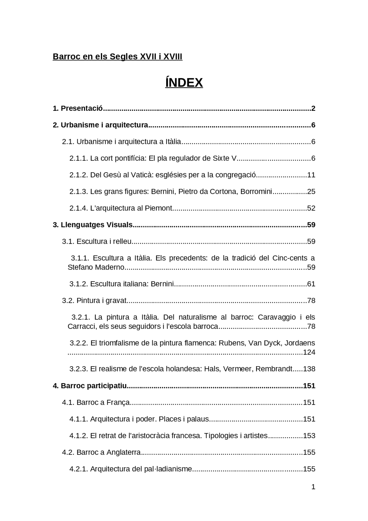 Apunts Barroc En Els Segles Xvii I Xviii Docsity
