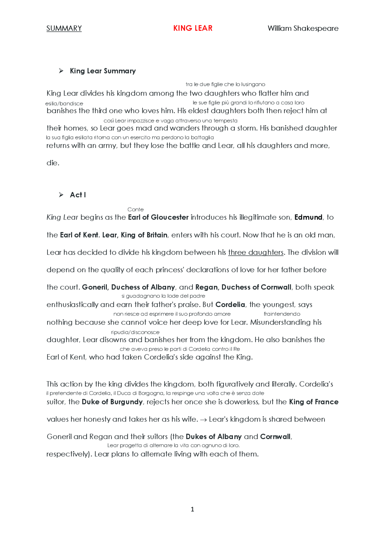 King Lear Shakespeare Docsity