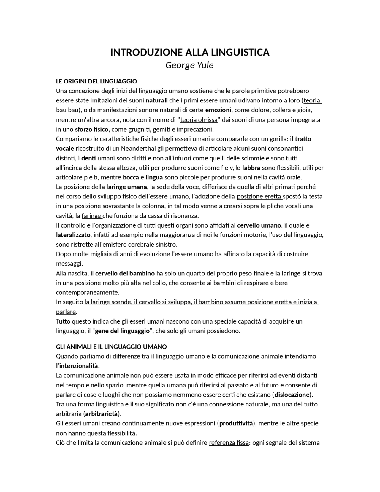 Introduzione Alla Linguistica G Yule Docsity