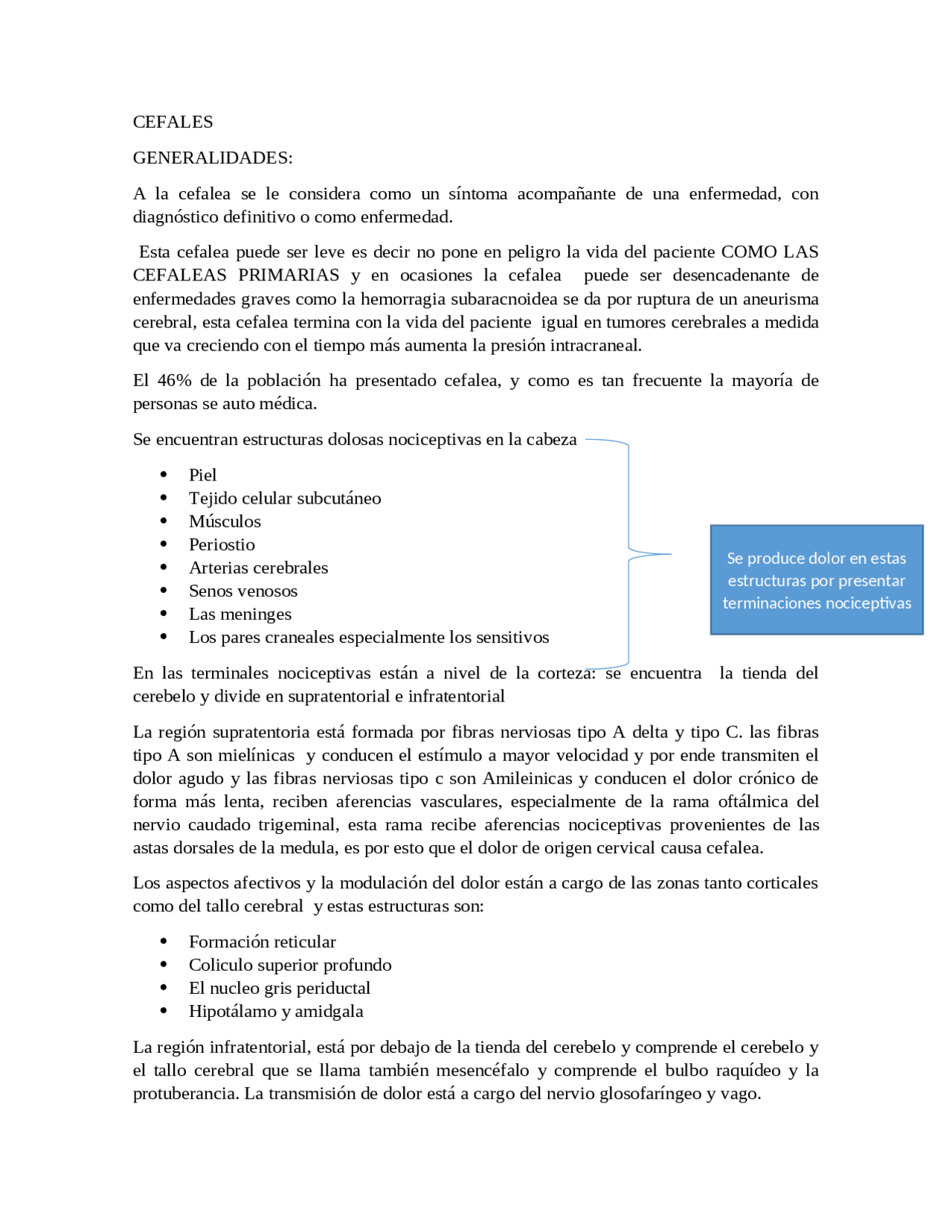 Cefaleas Explicacion Fisiopatologica Apuntes De Fisiopatología Docsity