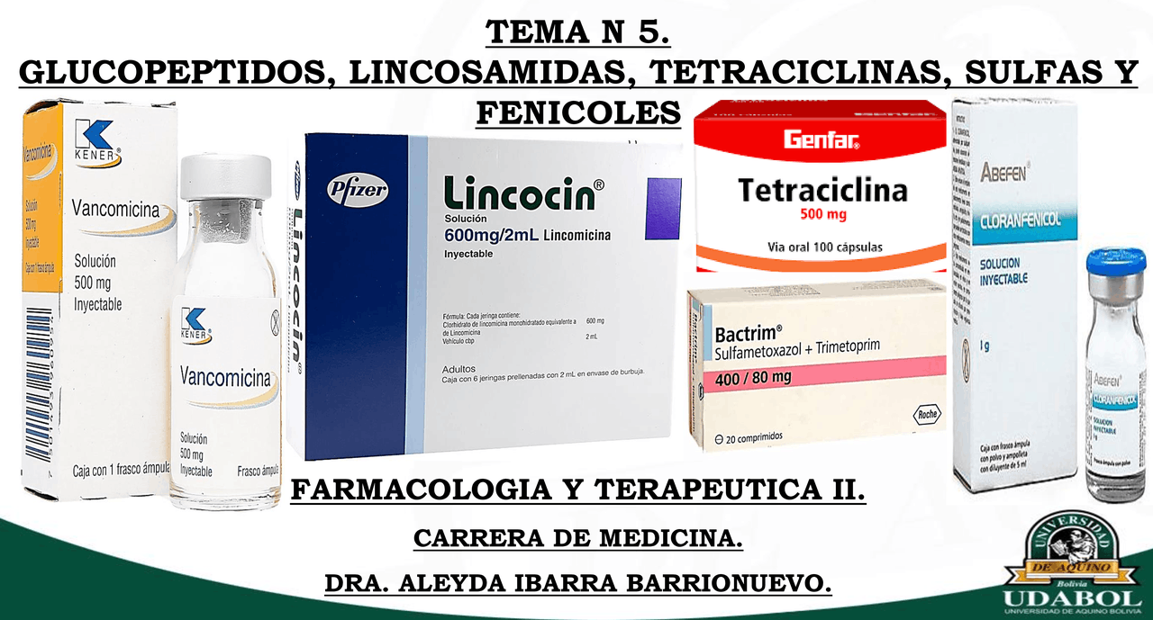 Farmacologia Glucopeptidos | Diapositivas de Biología | Docsity