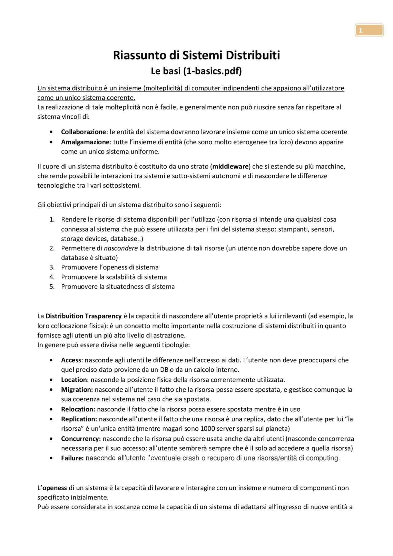 Sistemi Distribuiti Sintesi Docsity