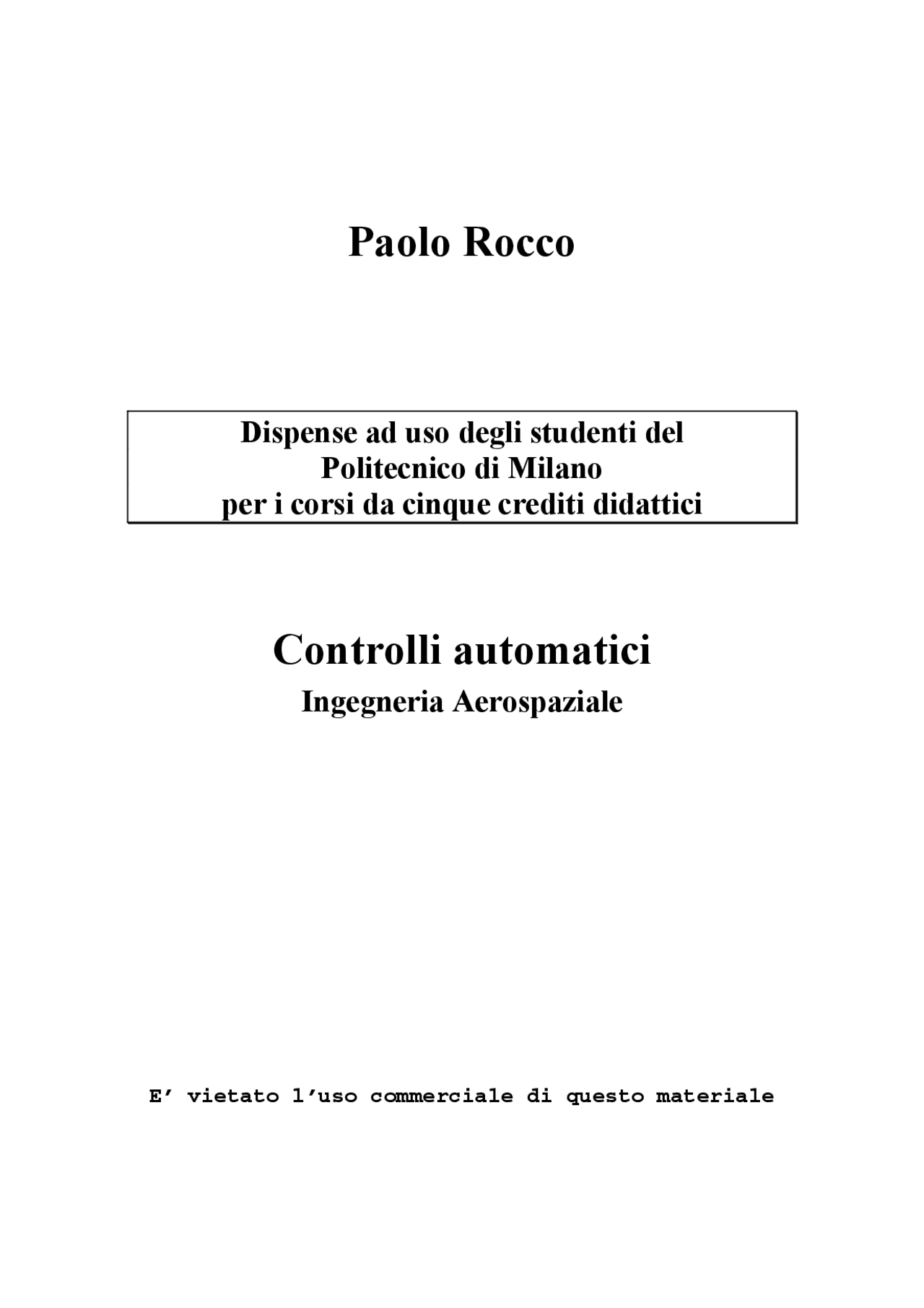 Controlli Automatici Appunti Docsity