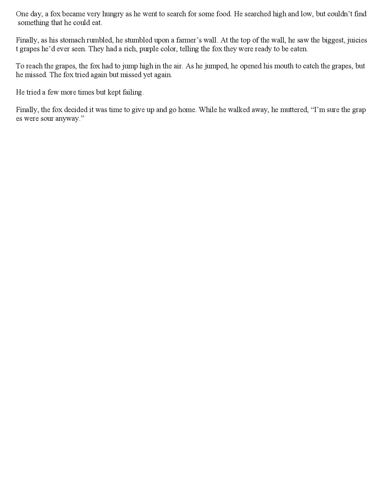 Fox story for children nice story - Docsity