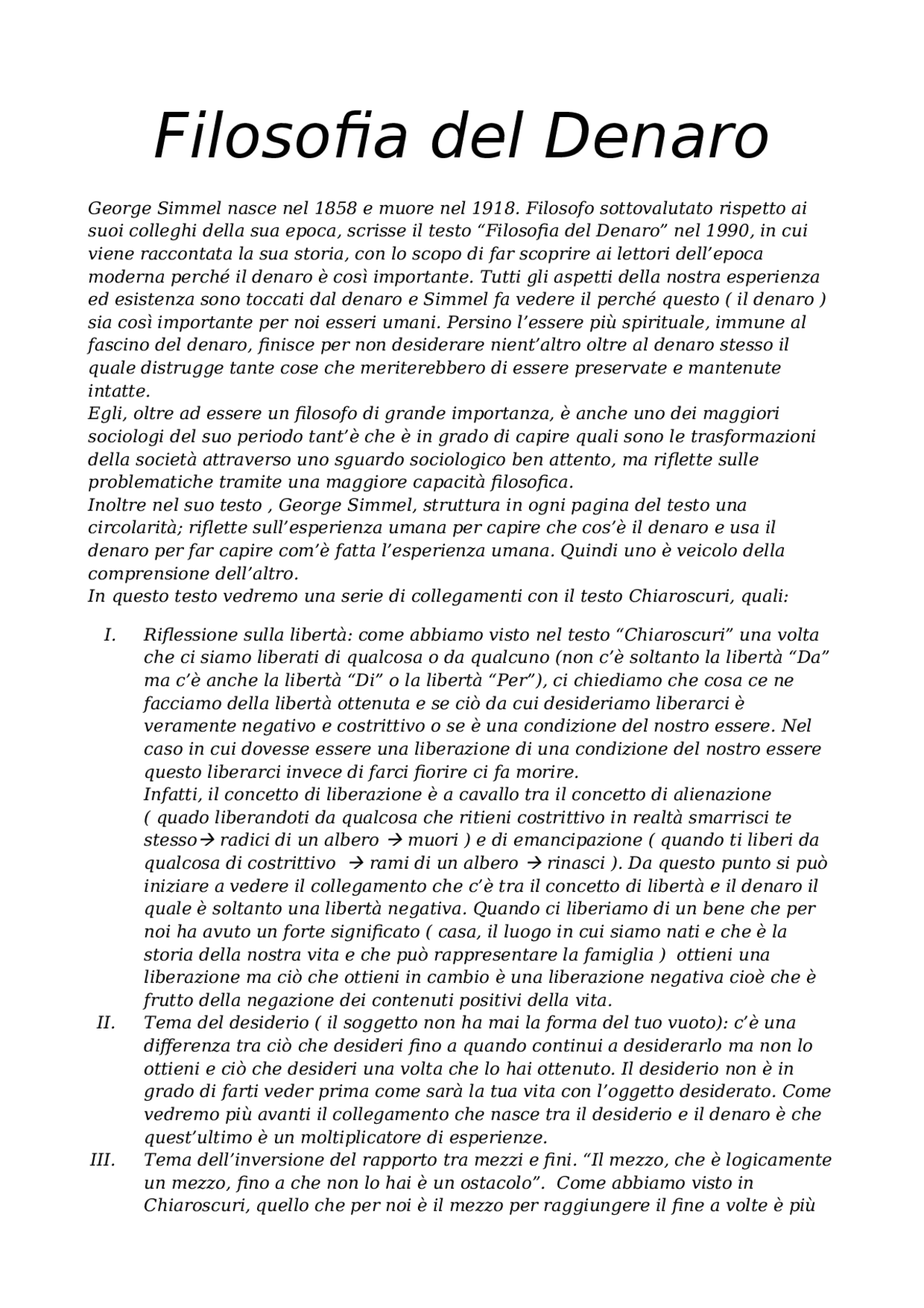 Filosofia del Denaro - G. Simmel - Docsity