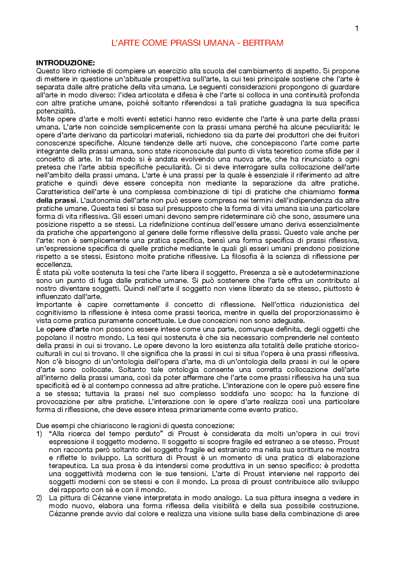 Riassunto Larte Come Prassi Umana Bertram Docsity