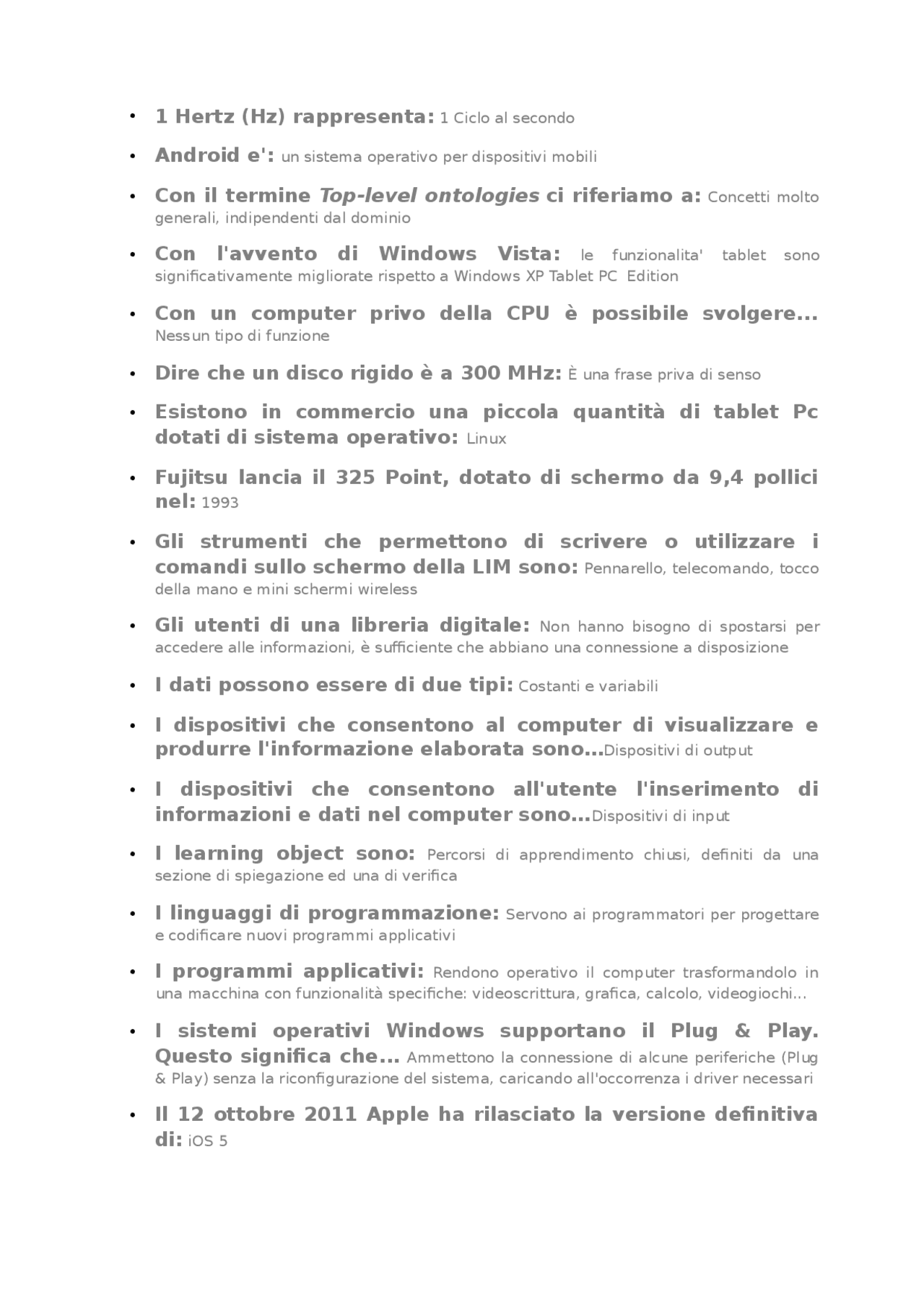 Prova Di Abilità Informatica Università Telematica Pegaso 3 Cfu Docsity