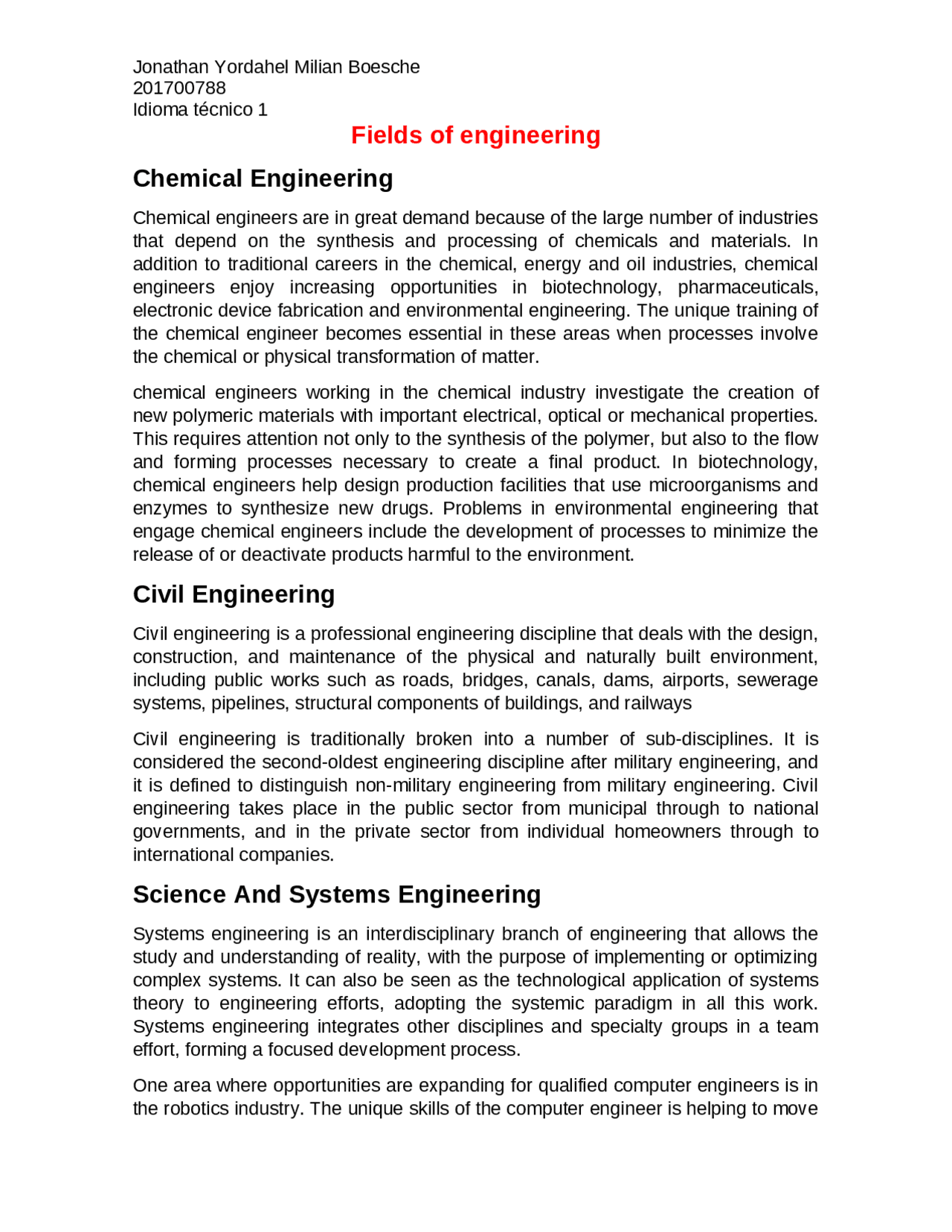 Fields Of engineering - Docsity
