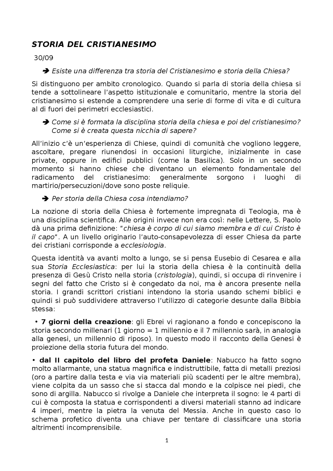 Storia Del Cristianesimo I Modulo Docsity