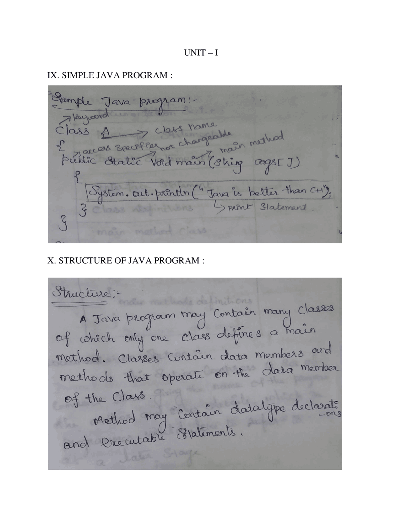 Java Program Structure Docsity