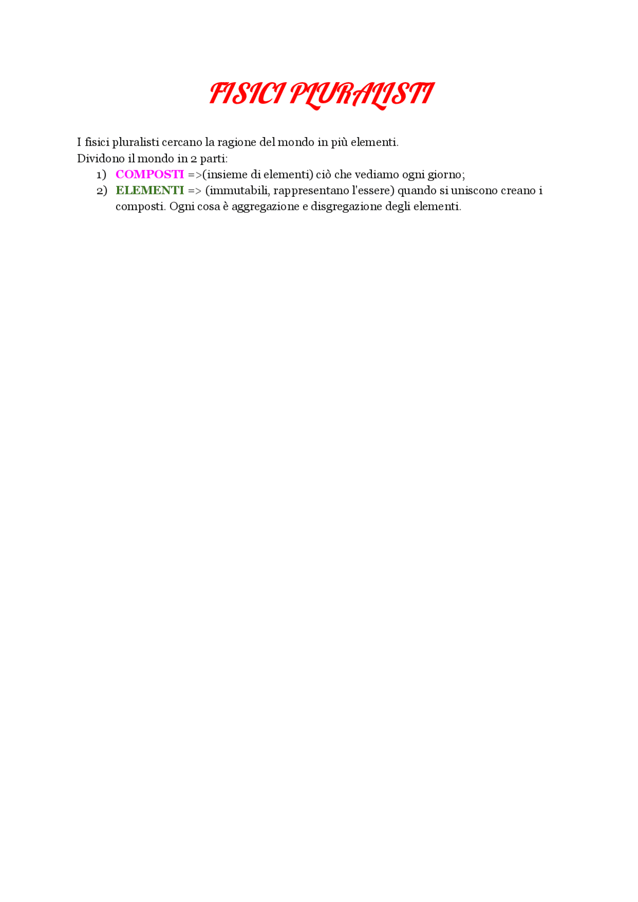 I Fisici Pluralisti Docsity