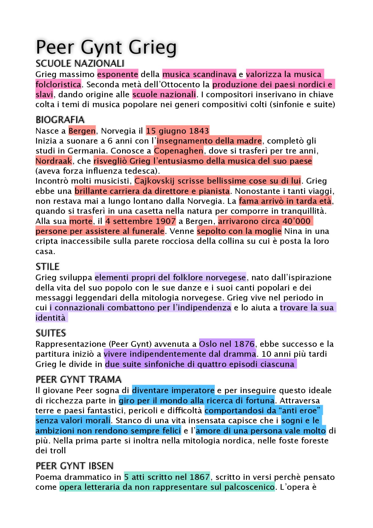 Riassunto Opera Peer Gynt Grieg Docsity
