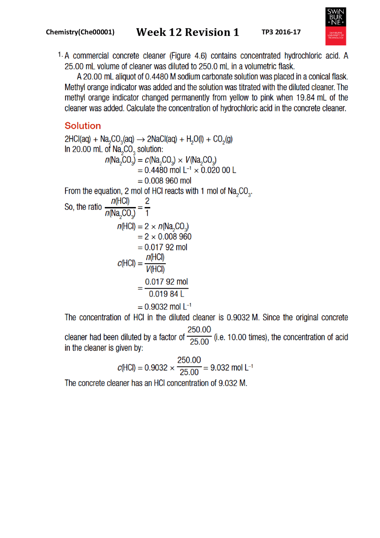 Chemistry Revision Paper Docsity