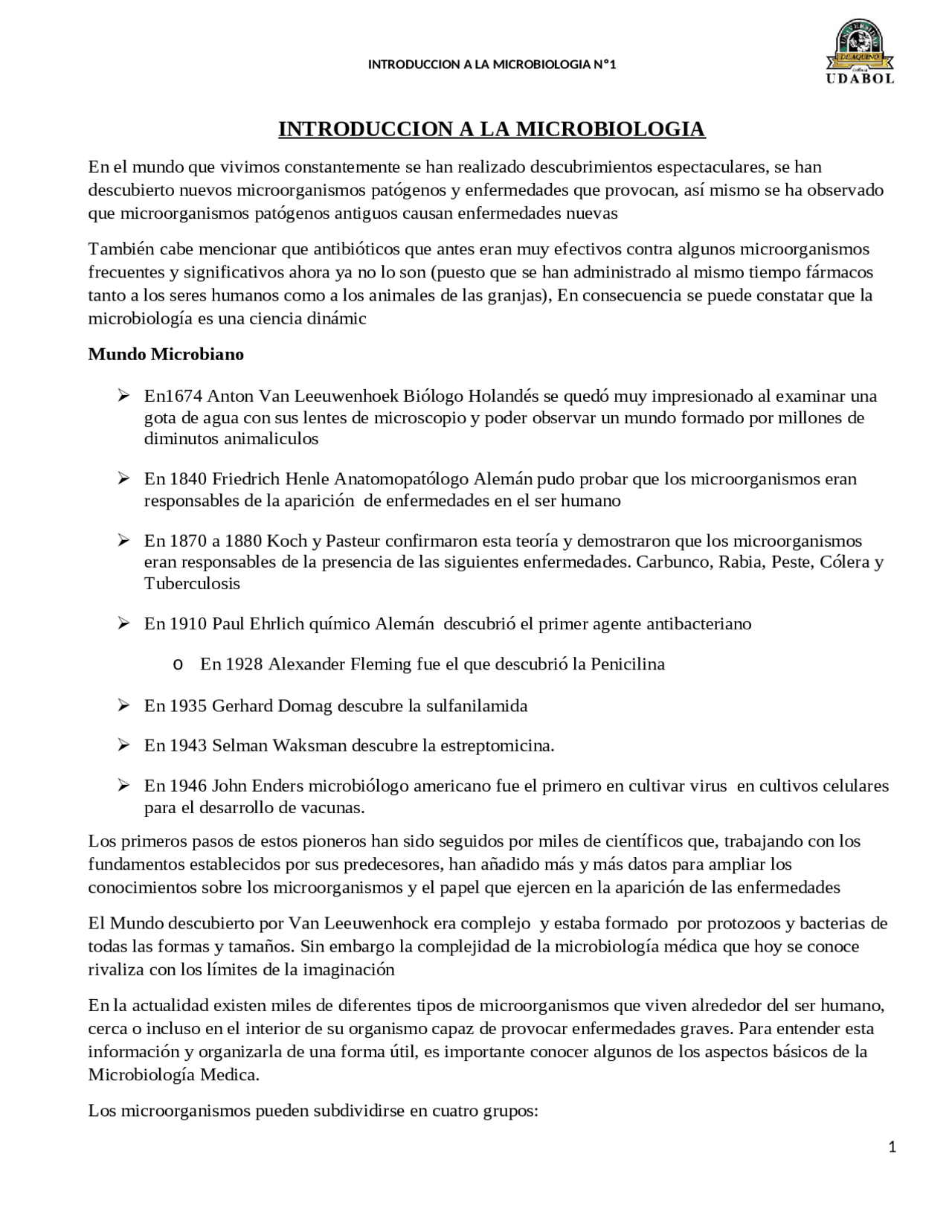 Introducción A La Microbiologia Docsity