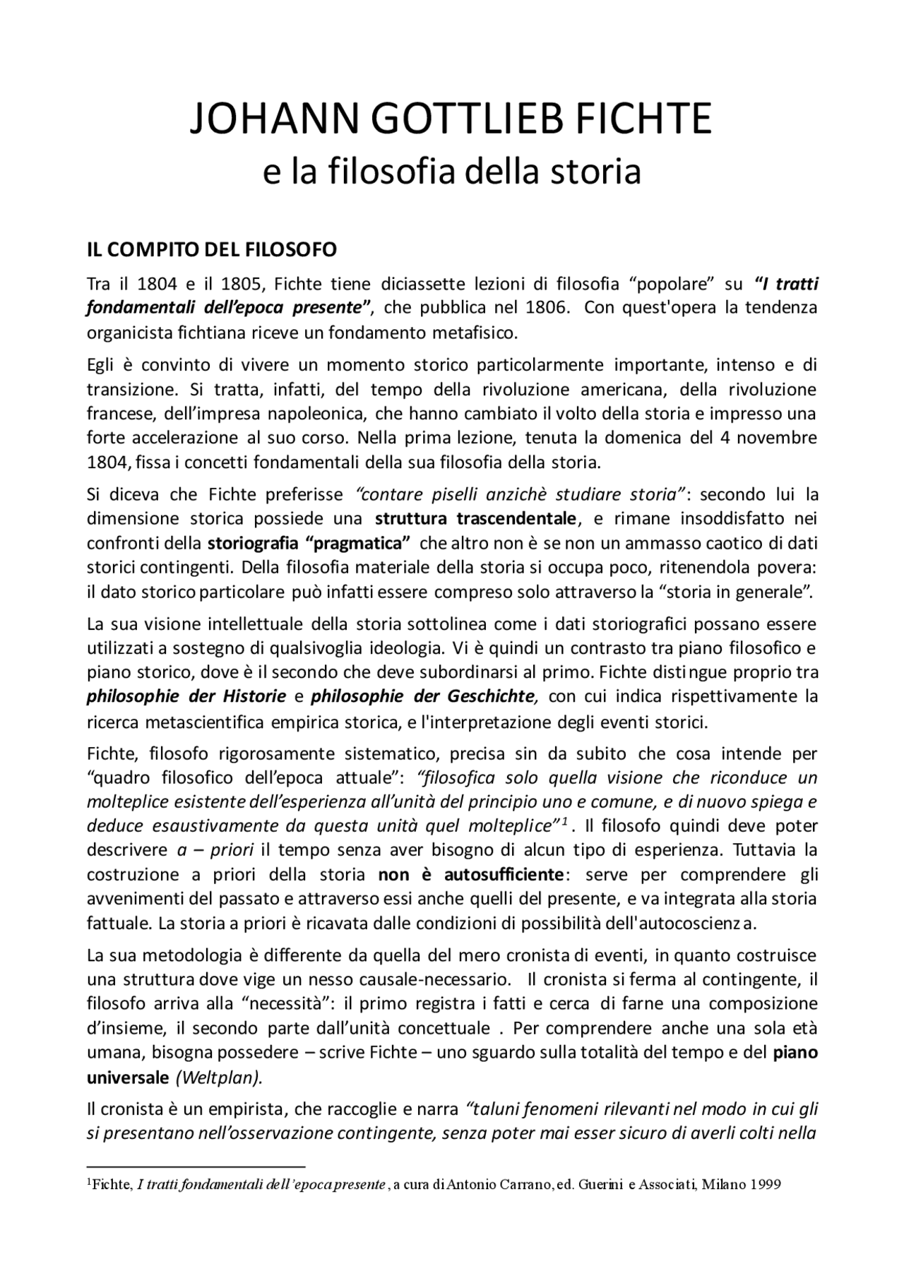 Riassunto Sulla Concezione Della Storia Di Fichte E Schelling Docsity