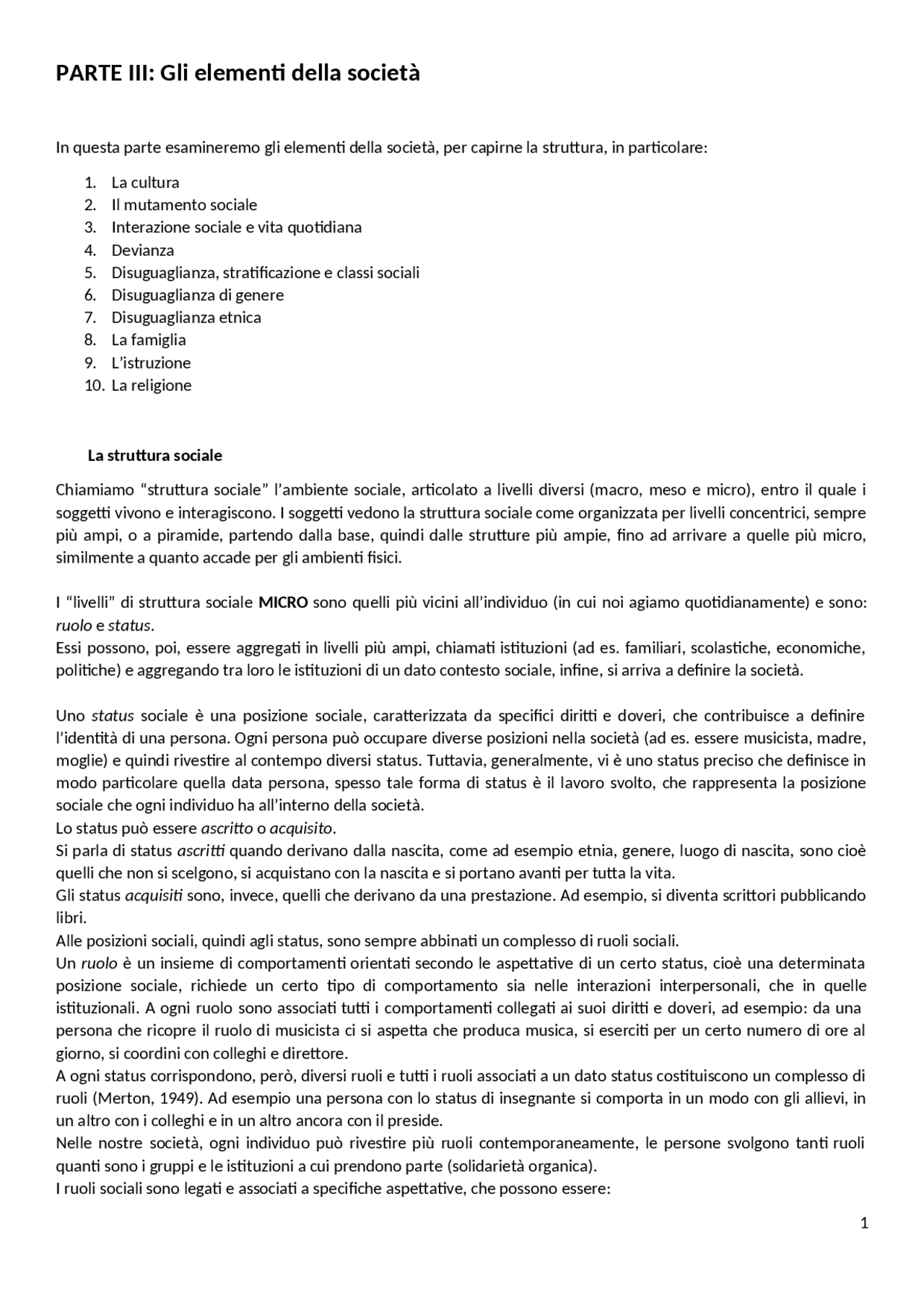 Appunti Di Sociologia Silvia Cataldi Iii Parte Docsity
