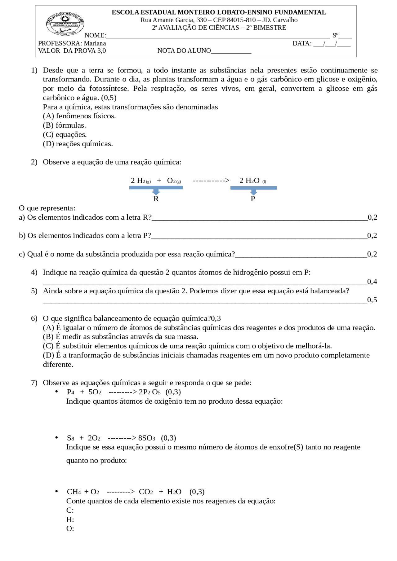 Reações Químicas Asmr Docsity