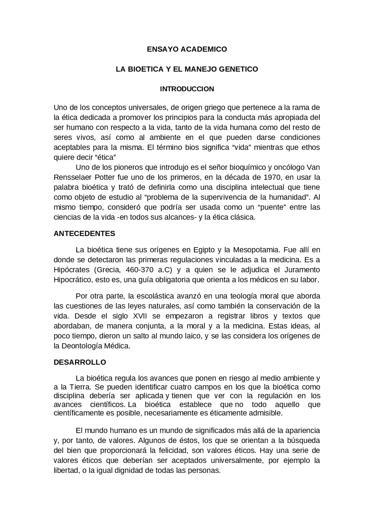 Ensayo academico para universidades - Docsity