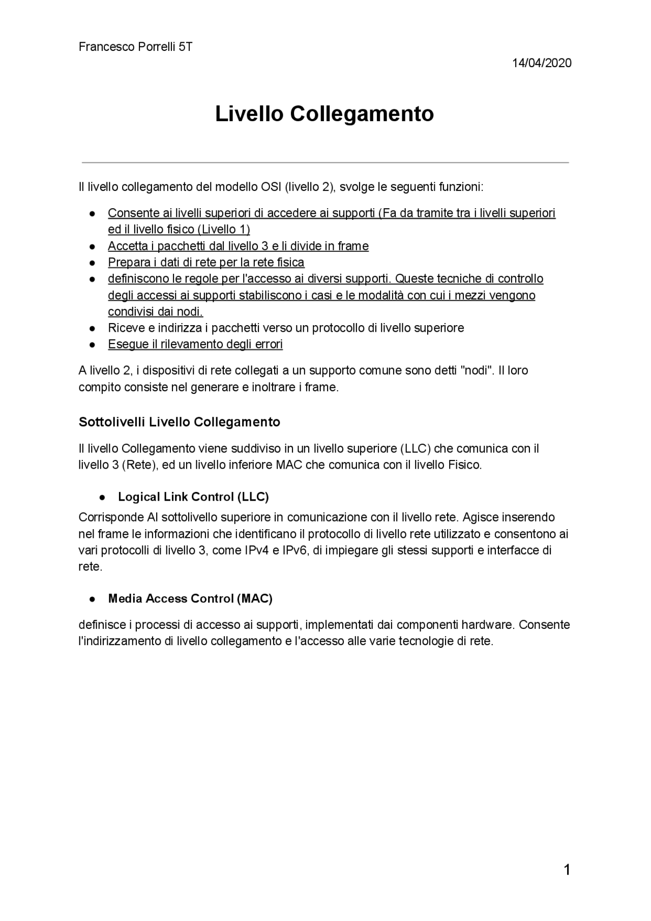 Modello Isoosi Livello Collegamento Cisco Docsity