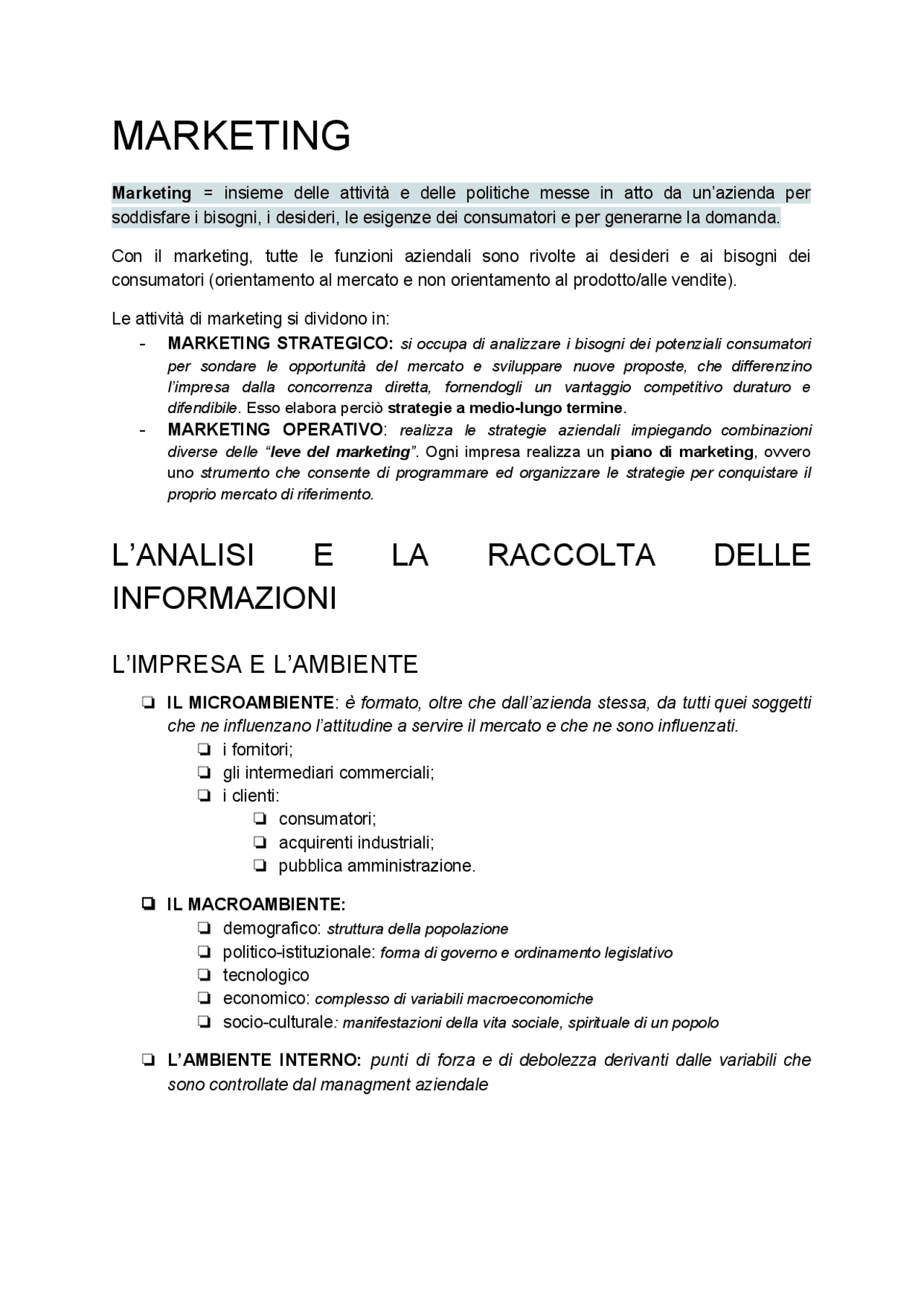 Marketing Riassuntodispensa Docsity