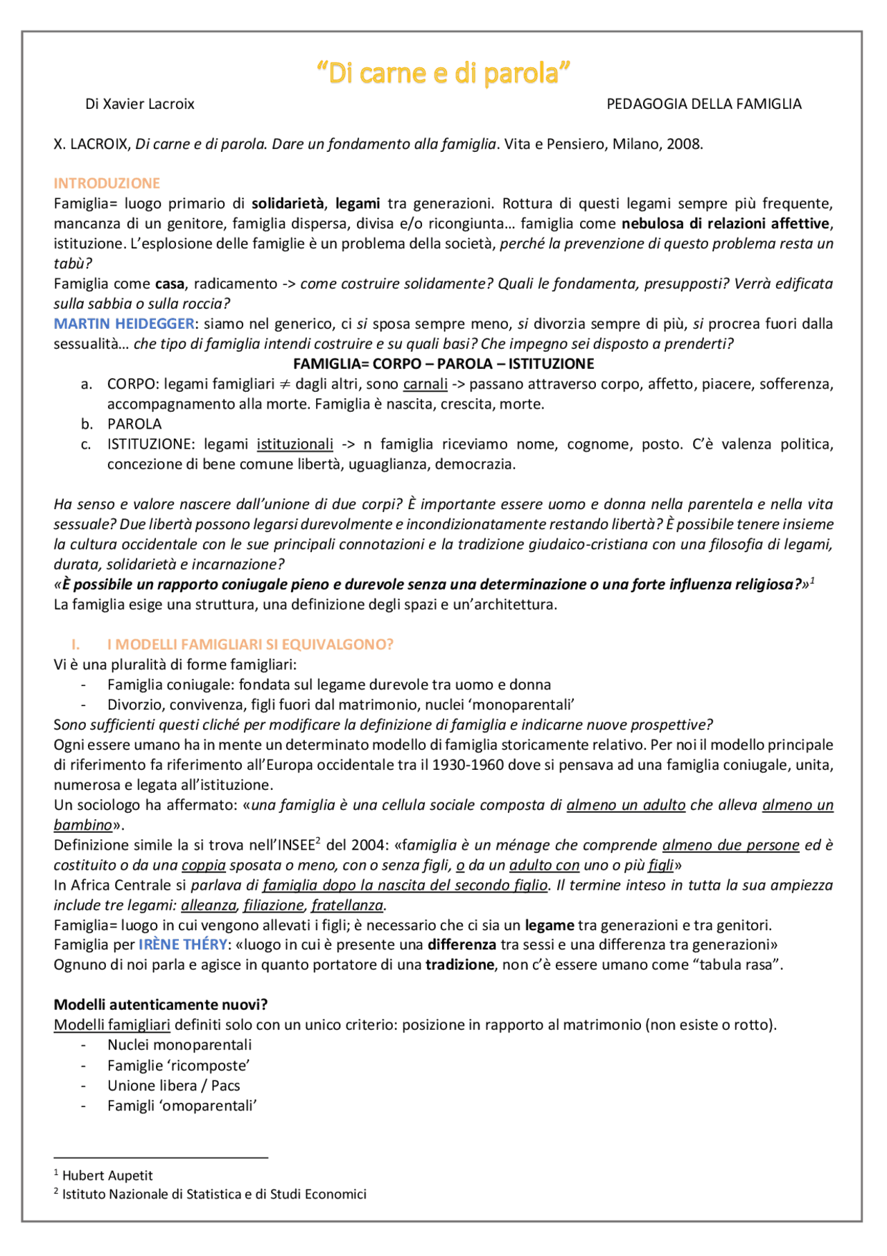 Di Carne E Di Parola Docsity