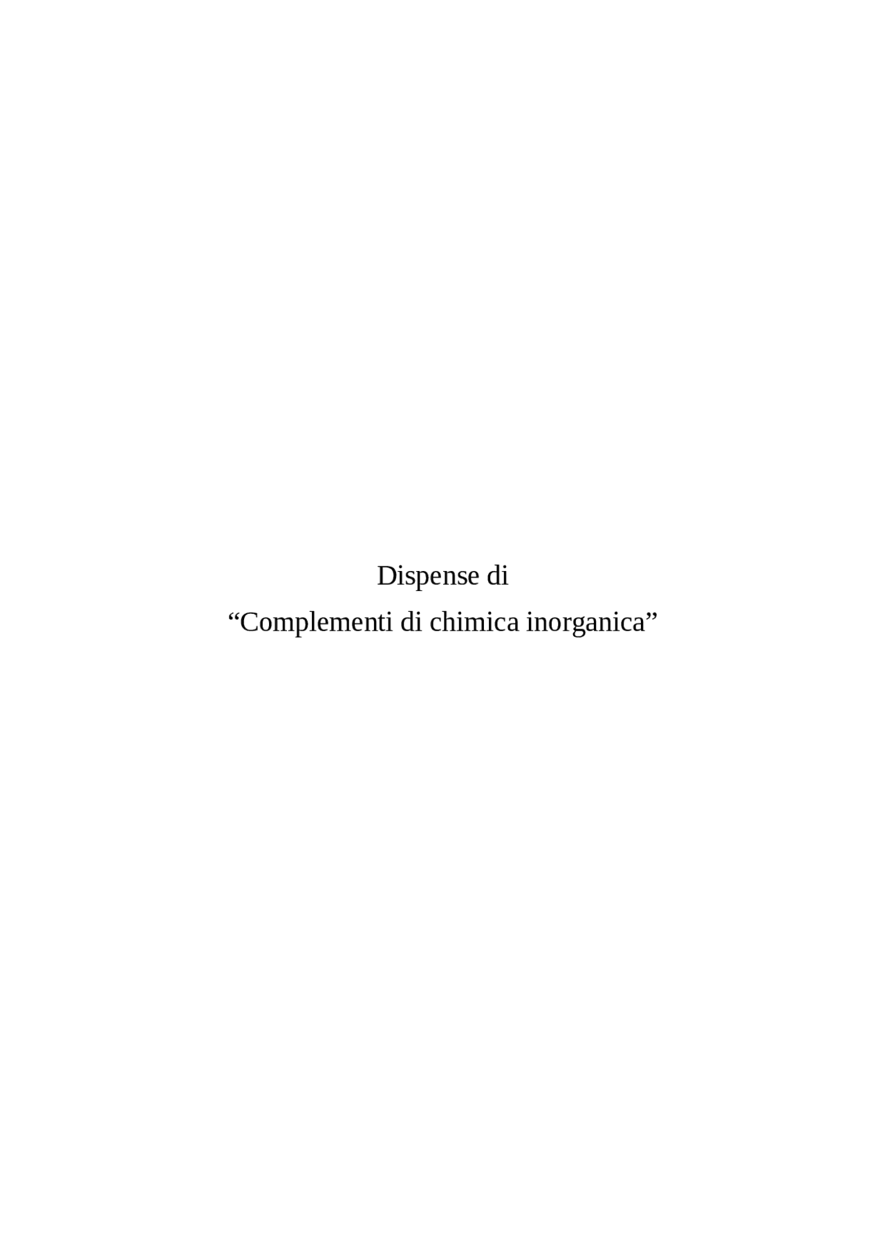 Dispense Di Chimica Inorganica Docsity