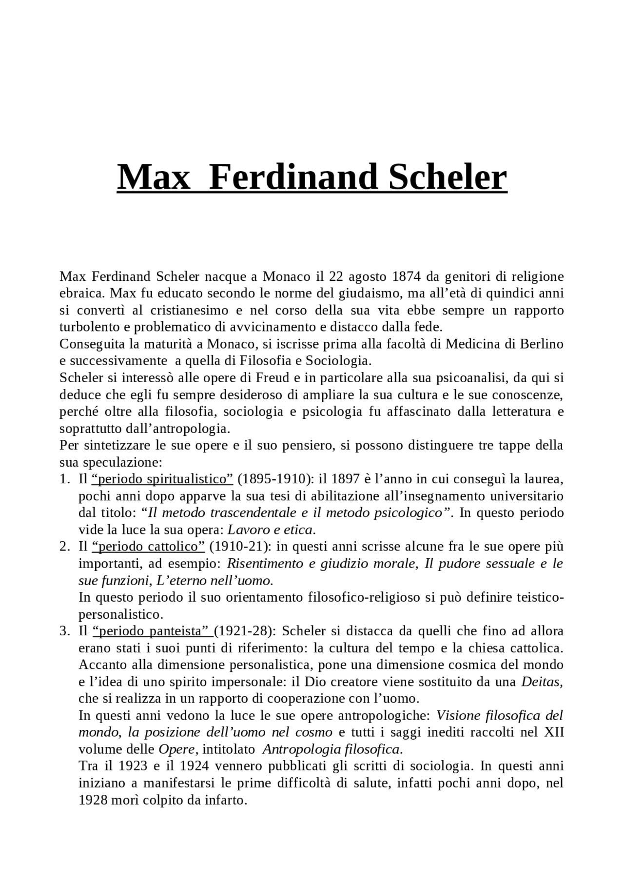 Max Ferdinand Scheler - Docsity