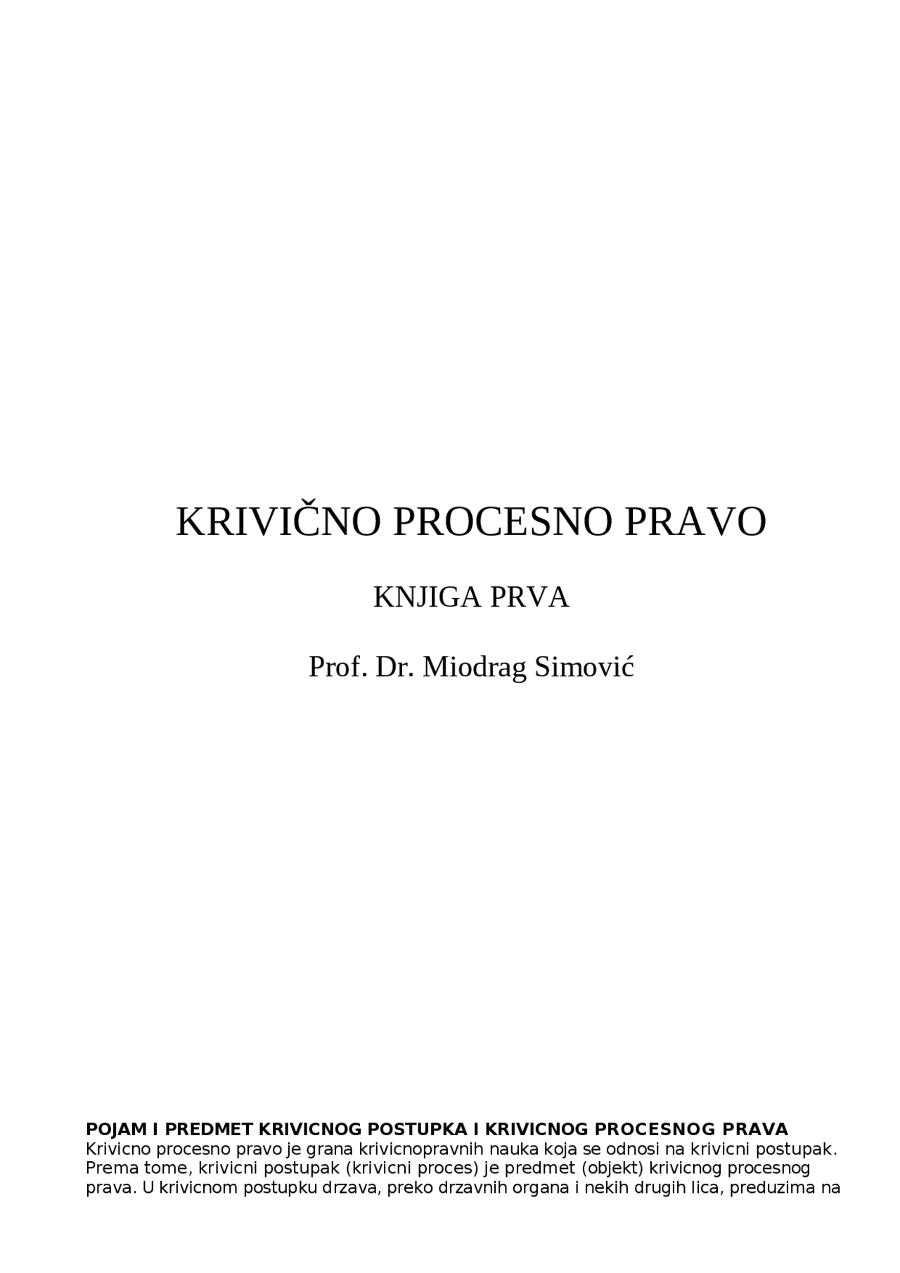 Krivično Procesno Pravo Knjiga Prva Skripte Predlog Krivično