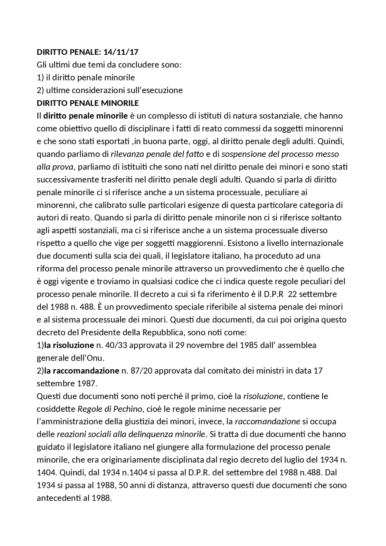 Il Diritto Penale Minorile Docsity