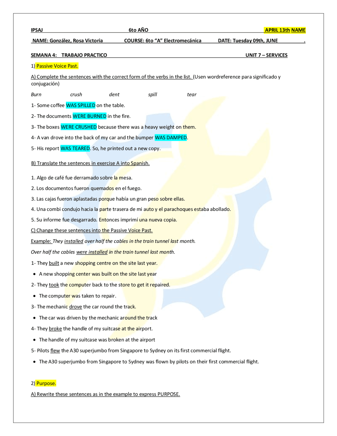 TRABAJO PRÁCTICO DE INGLÉS - Docsity