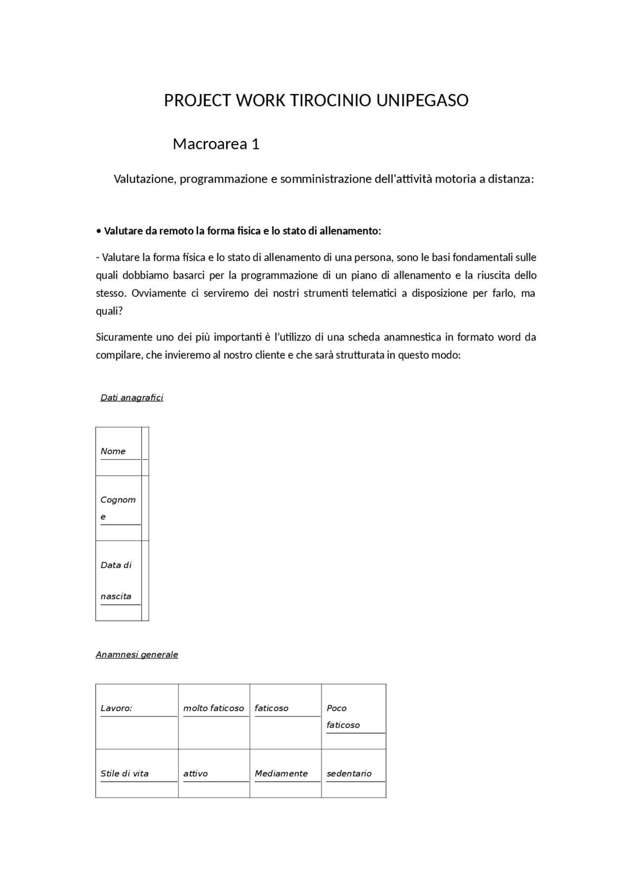 Project Work Tirocinio Scienze Motorie Guide Progetti E Ricerche Di