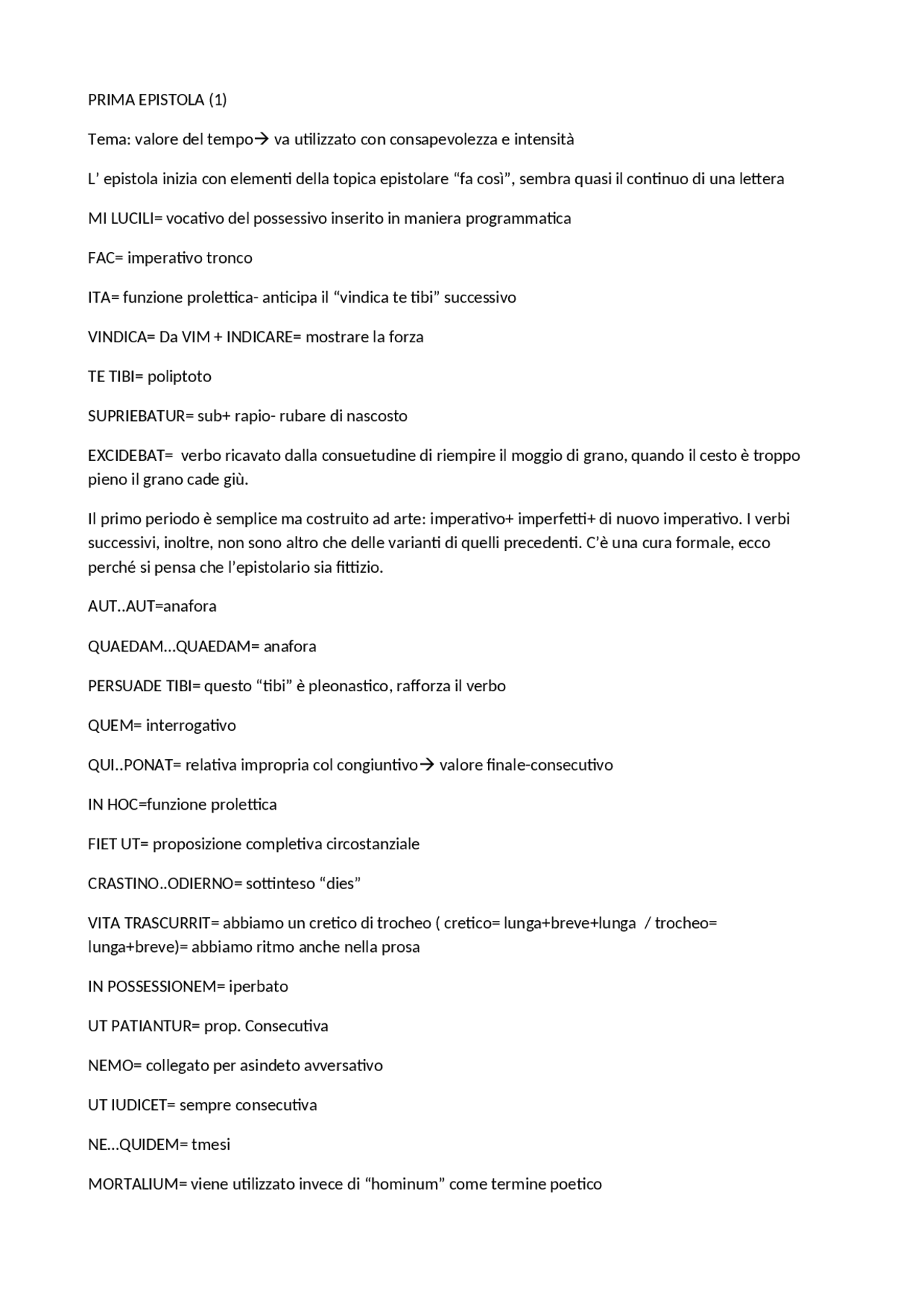 Analisi epistolae Seneca | Appunti di Letteratura latina | Docsity