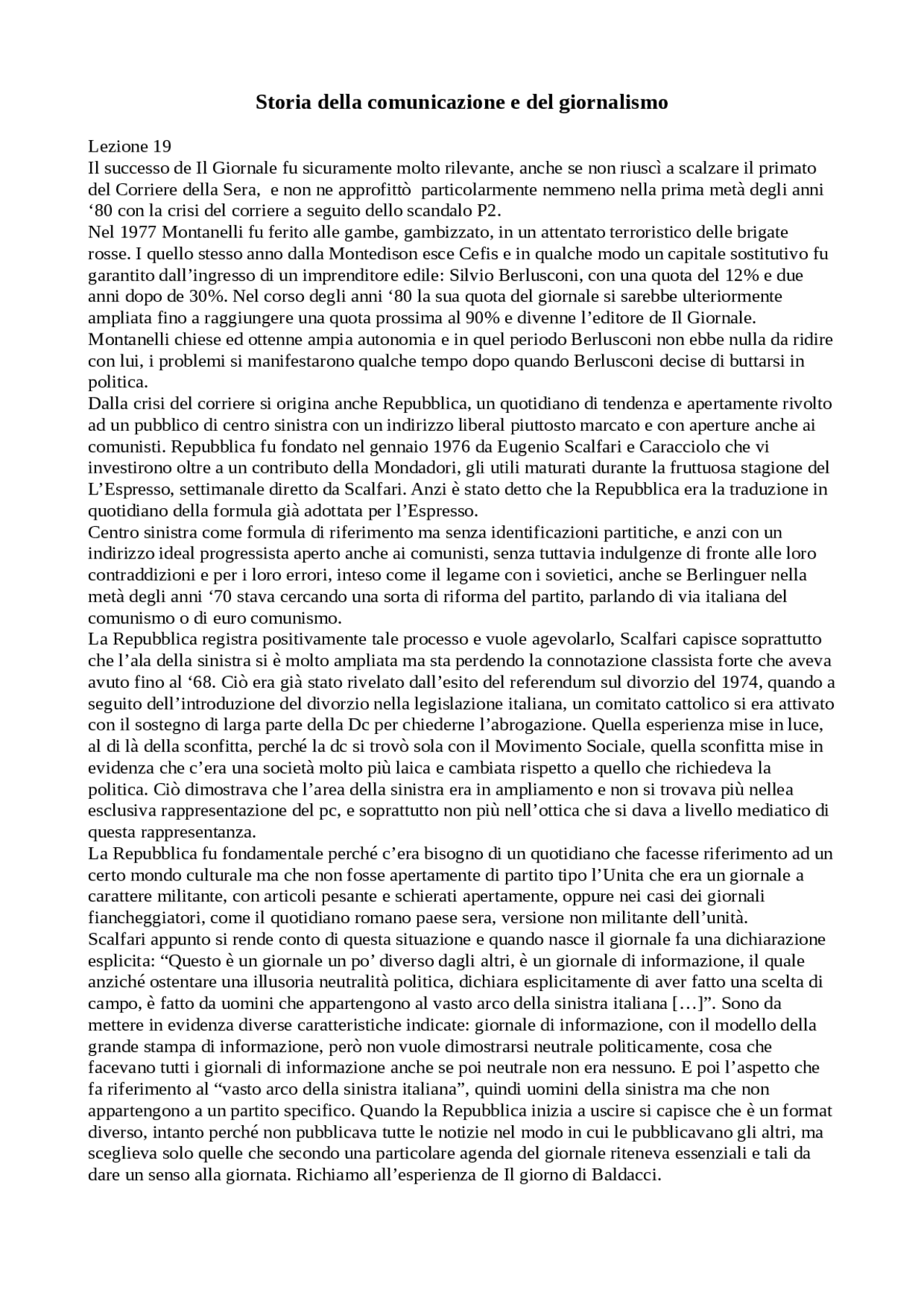 Storia Della Comunicazione Docsity