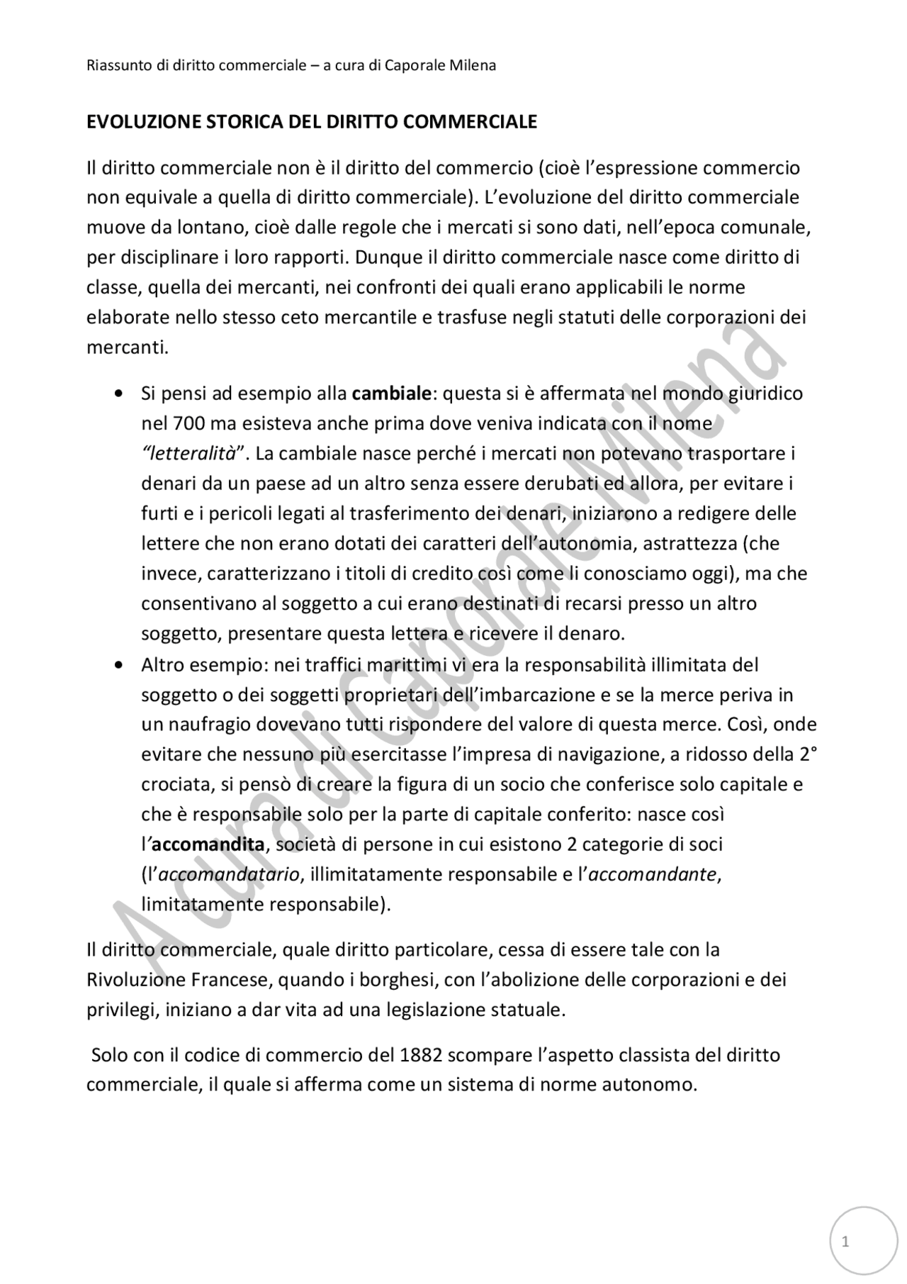 Diritto Commerciale Docsity