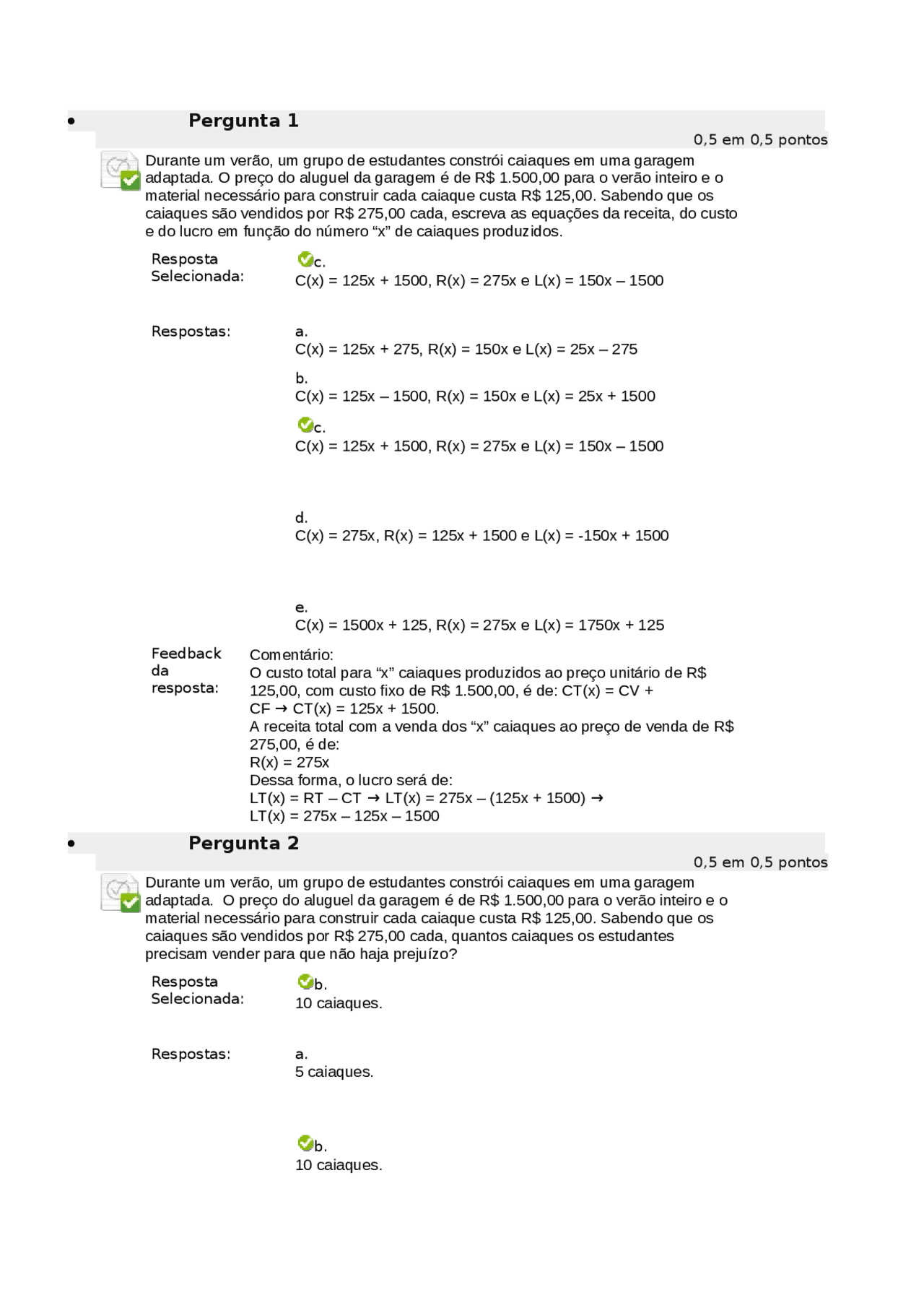 Resposta Matematica Aplicada Exercícios Matemática Aplicada Docsity
