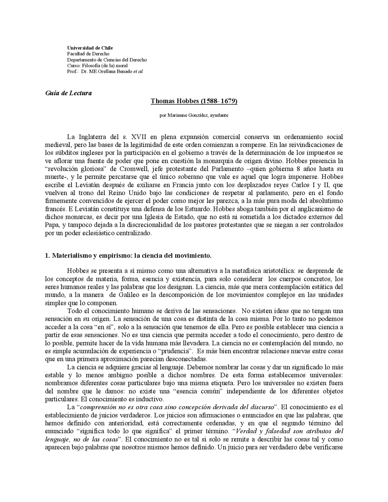 Resumen De La Filosofía De Thomas Hobbes Resúmenes De Filosofía Docsity
