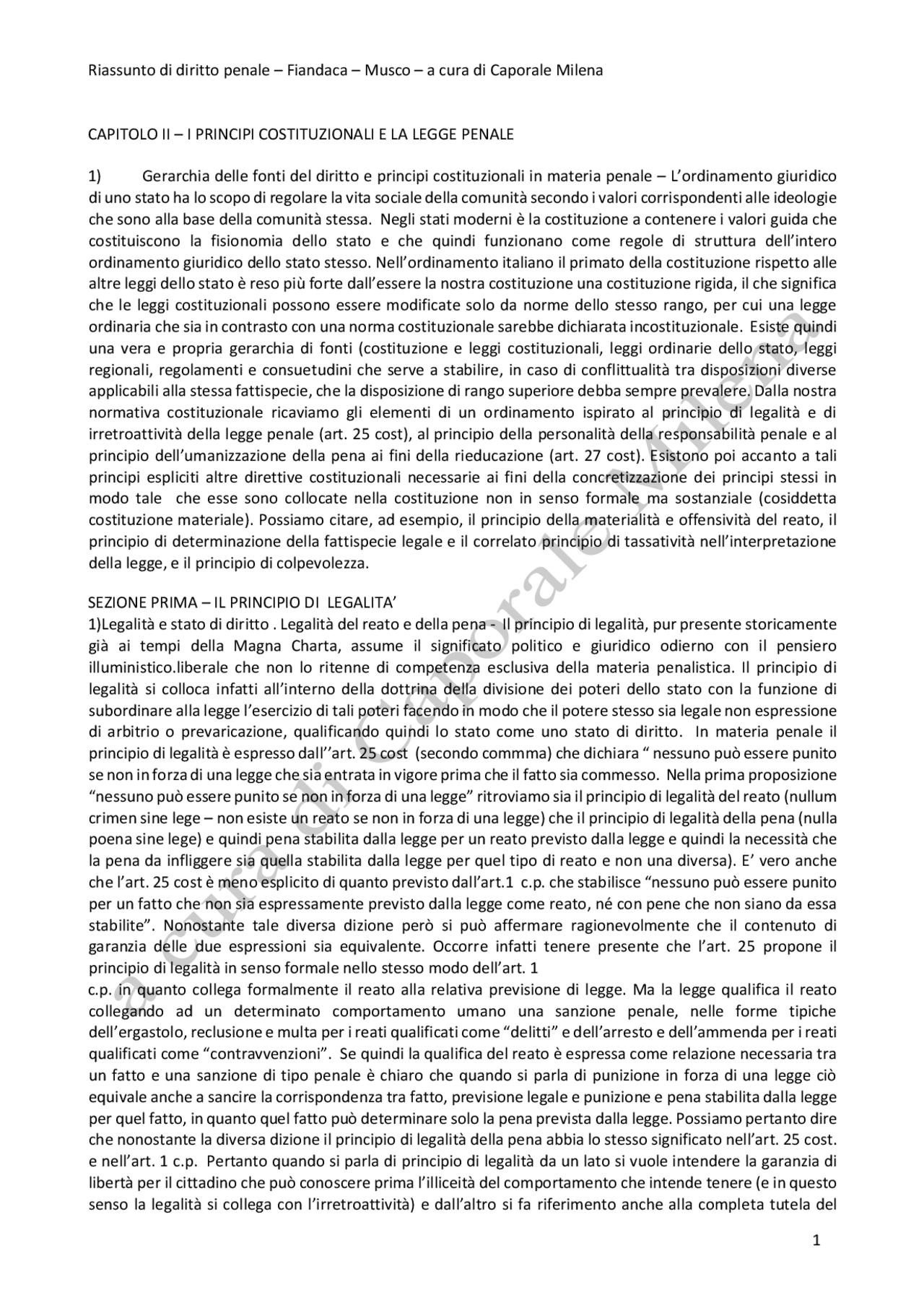 Diritto Penale Parte Generale Fiandaca Musco Docsity